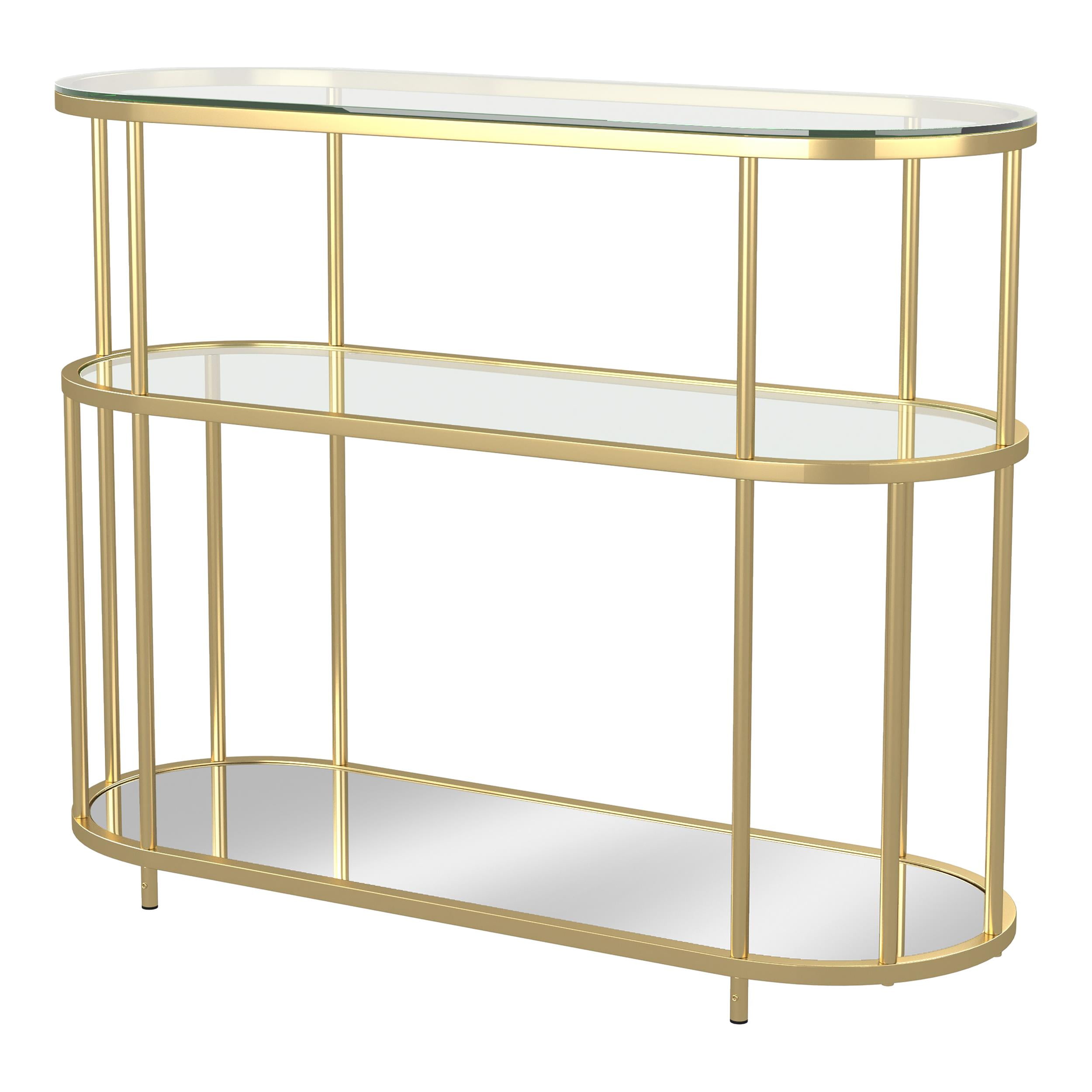 Furniture of America Banta Metal 2-Shelf Console Table in Gold and ...
