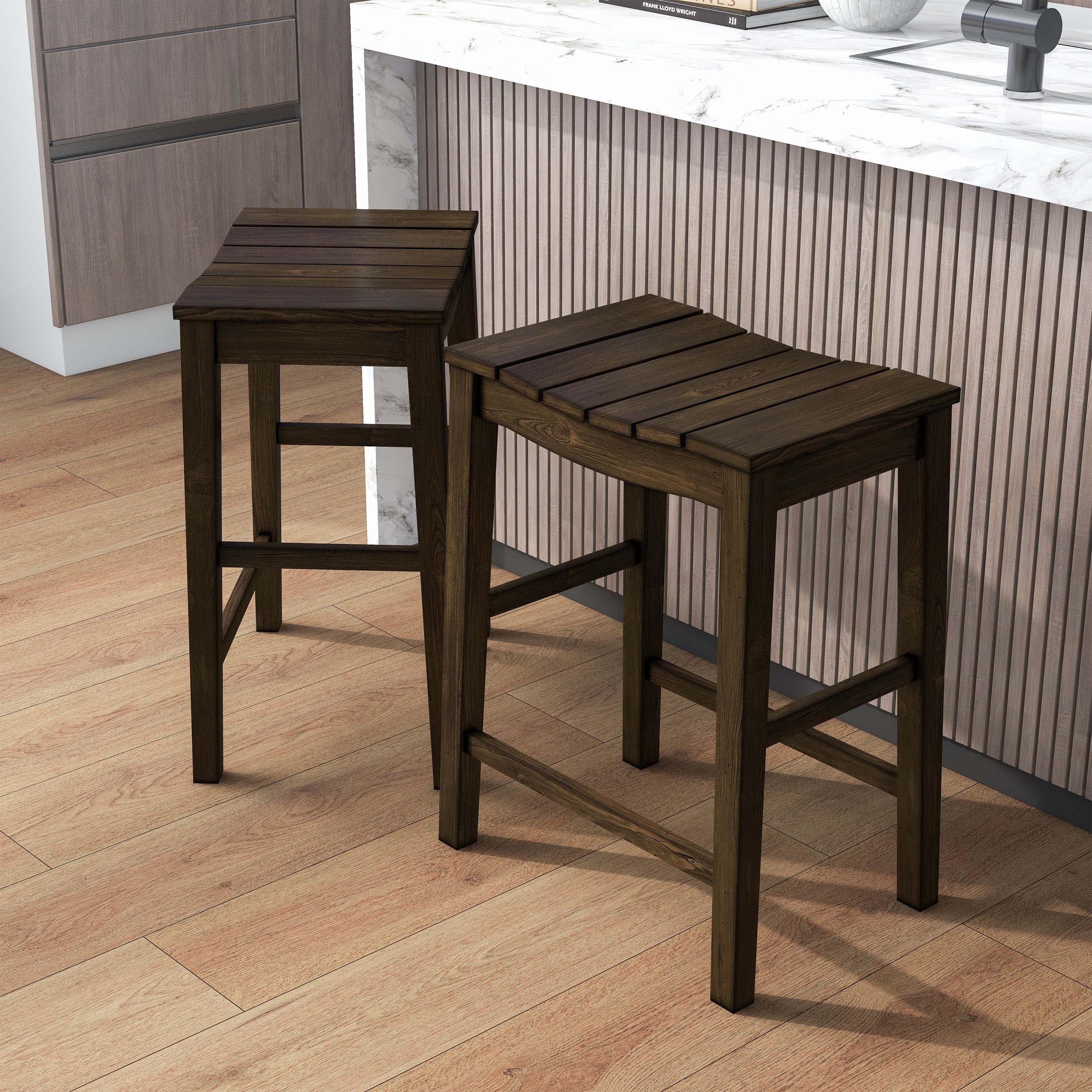 Furniture of America Barre Wood Dark Oak Counter Height Stools (Set of ...