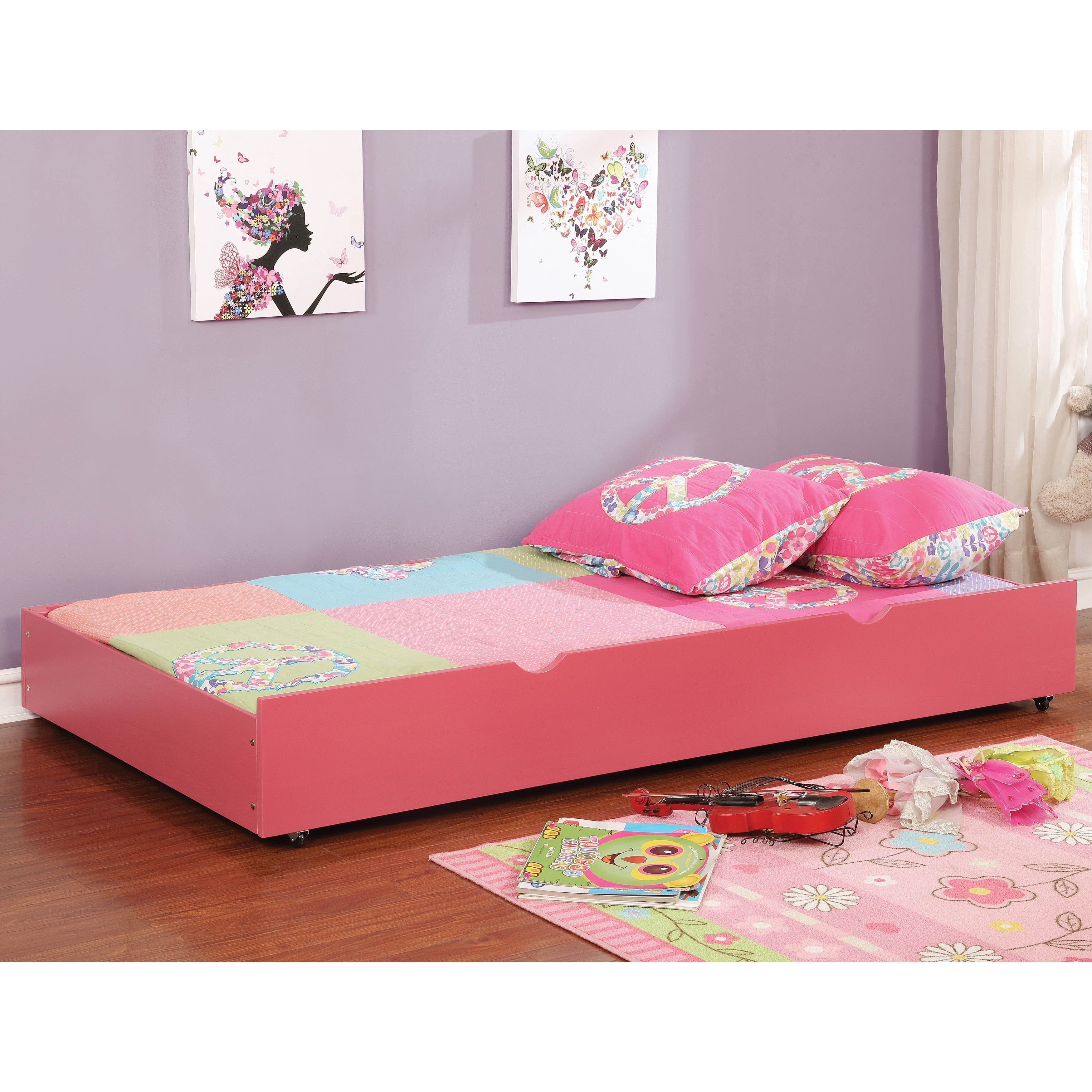 Furniture of America Bays Transitional Twin Wood Underbed Trundle with ...