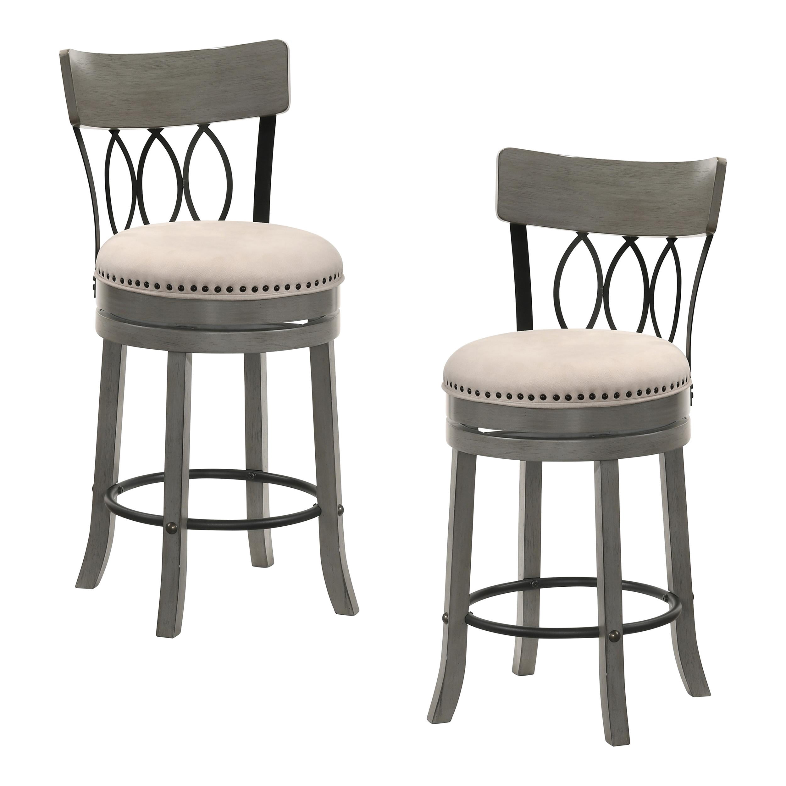 Furniture of America Beka Wood 24-Inch Swivel Bar Stool in Light Gray ...
