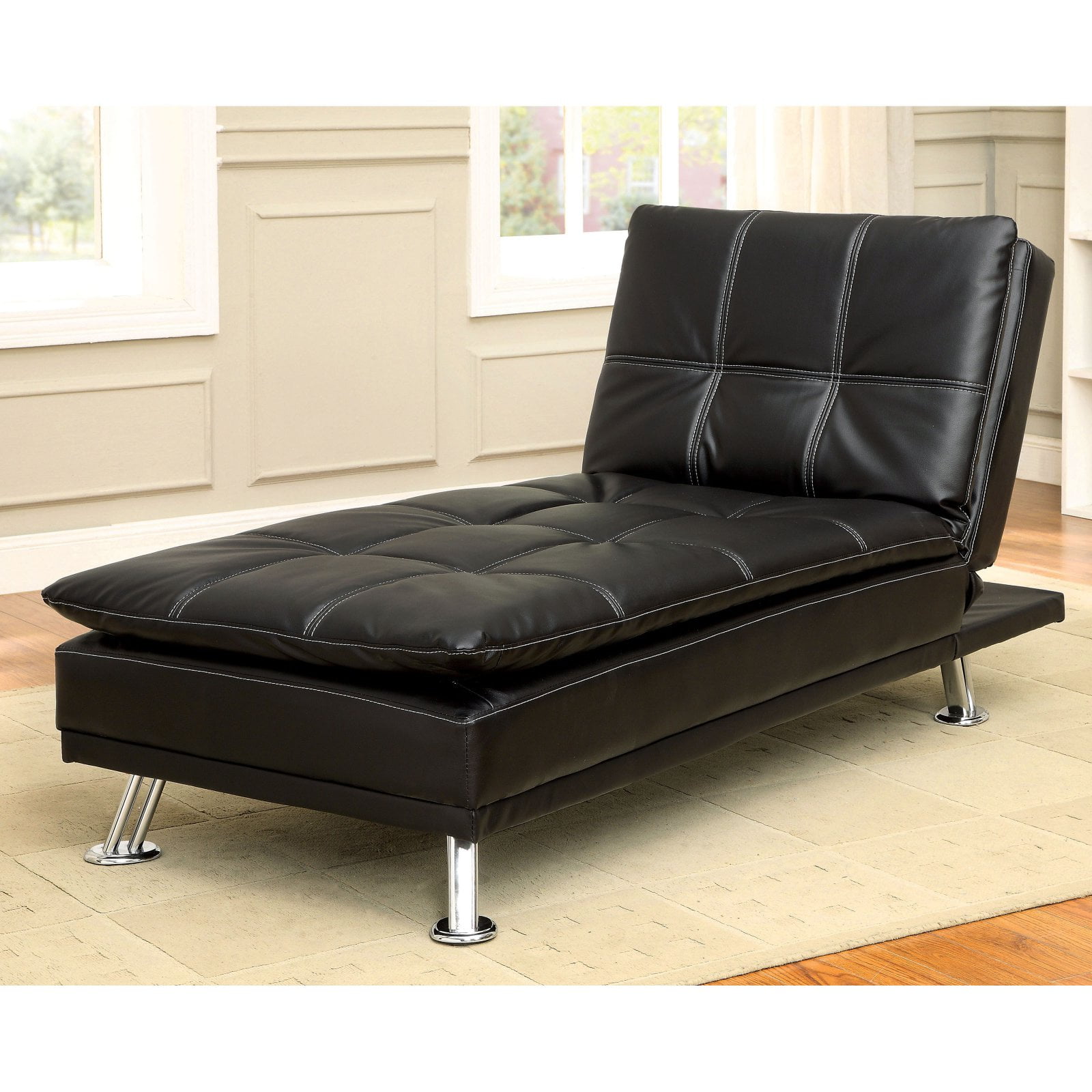 Furniture of America Benitz Convertible Chaise - Black - Walmart.com
