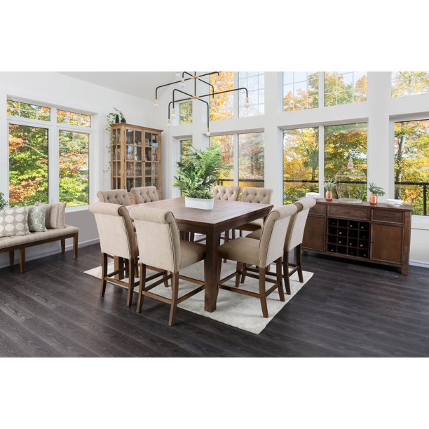 Furniture of America Bennington Rustic Oak Counter Height Dining Table ...