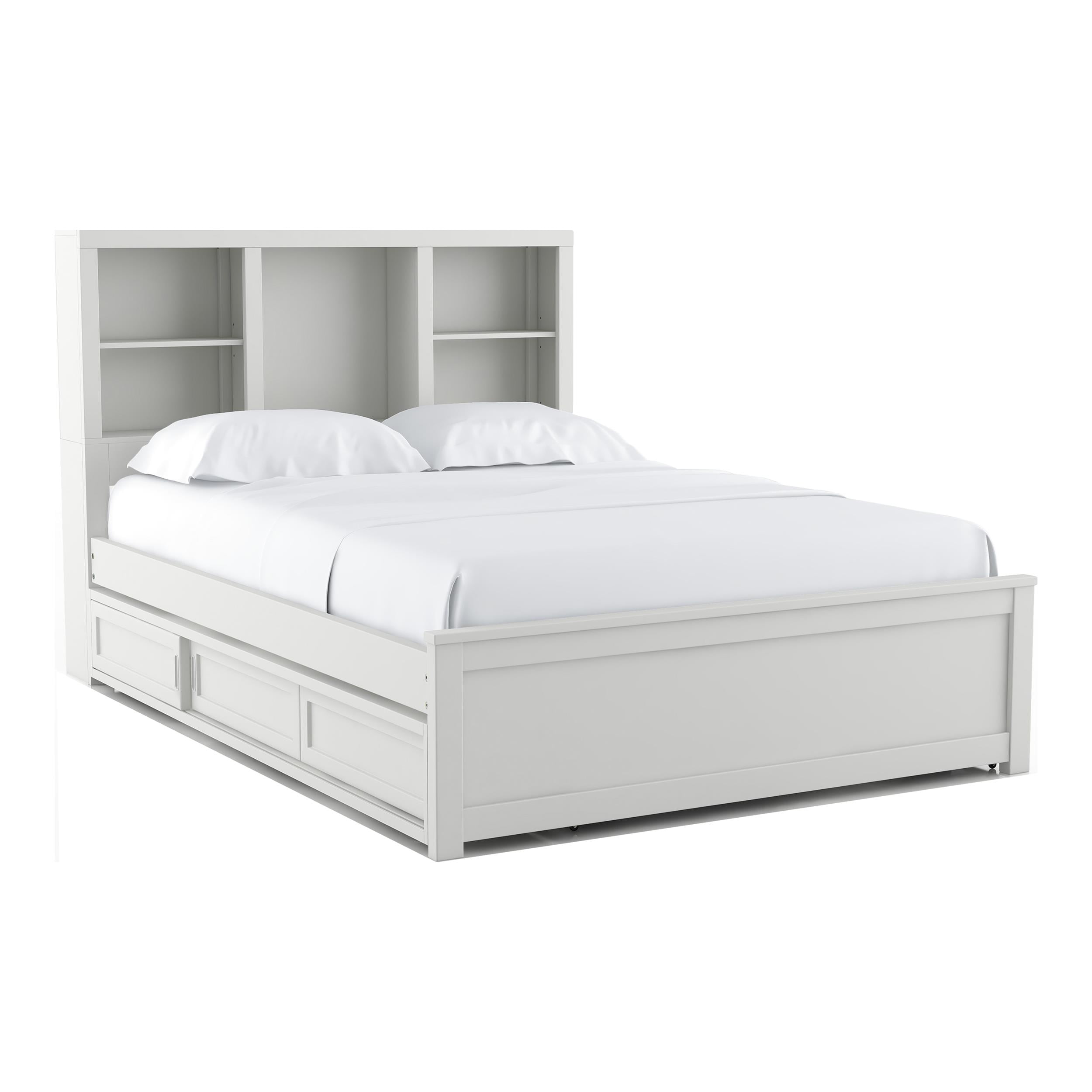 Furniture of America Beyna Wood Full Bed with Sliding Door Storage in ...