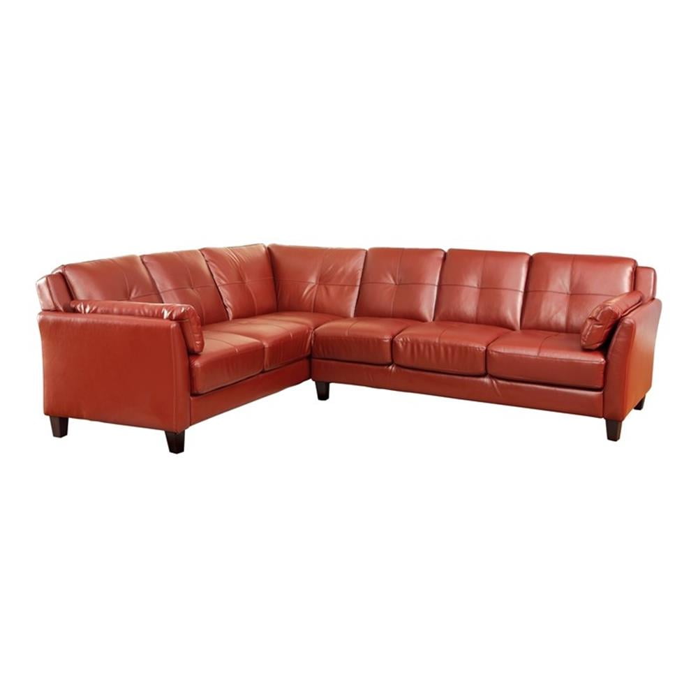 Furniture of America Billie Faux Leather L-shaped Sectional in Red ...