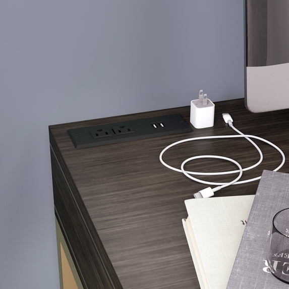 Furniture of America Bird Modern 42-inch Metal Computer Desk with USBs ...