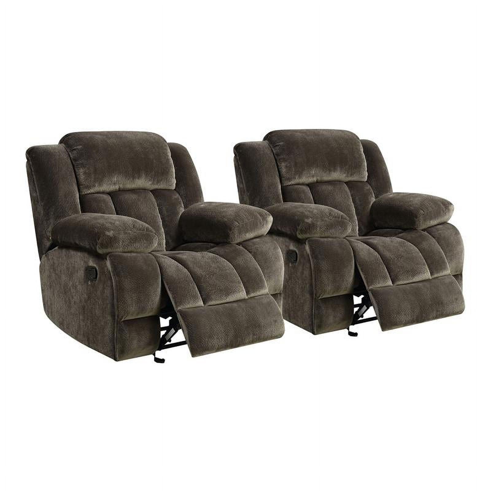 Furniture of America Brady Fabric Glider Recliner in Brown (Set of 2 ...