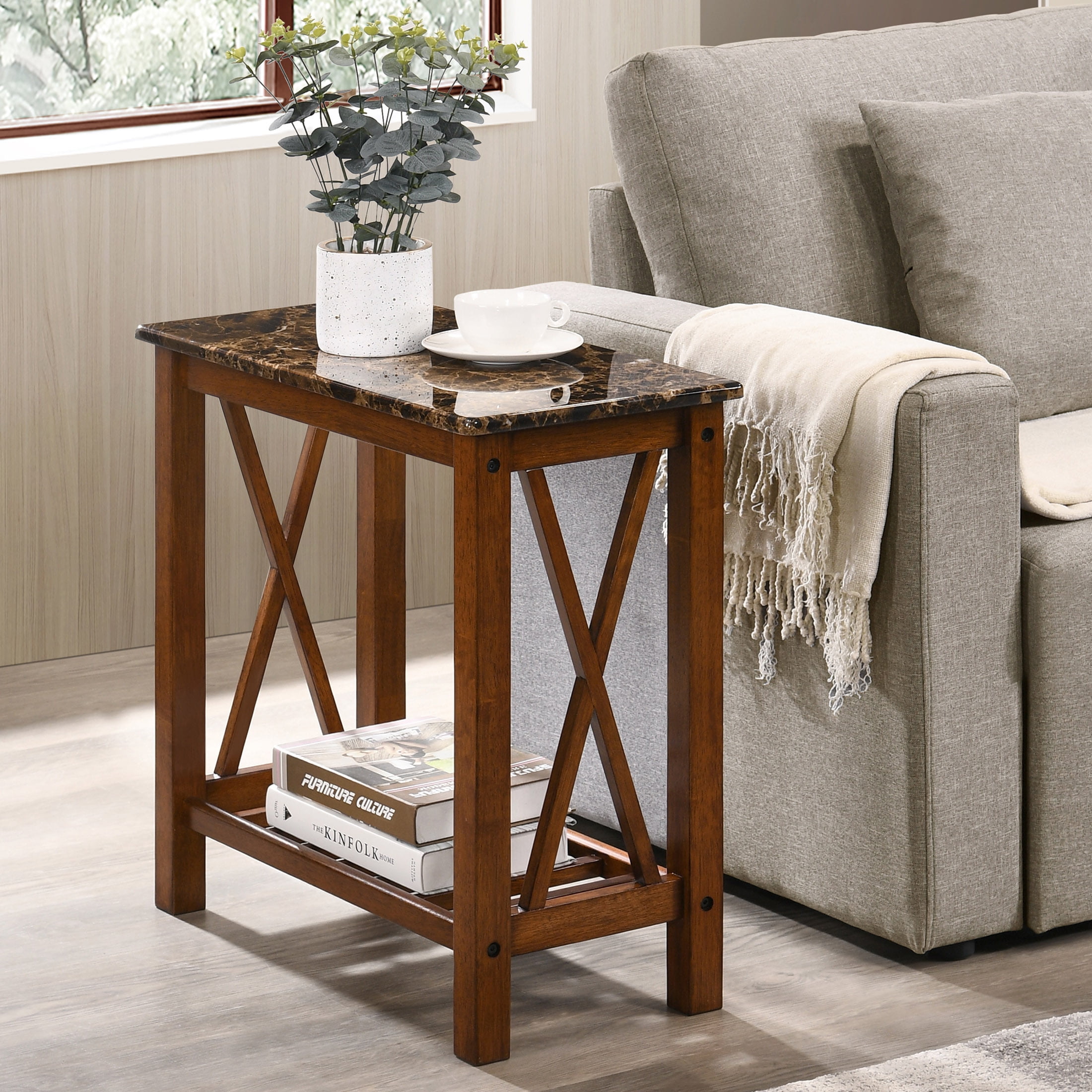 Bray 1-Shelf Side Table - Rustic Farmhouse Style - Walmart.com