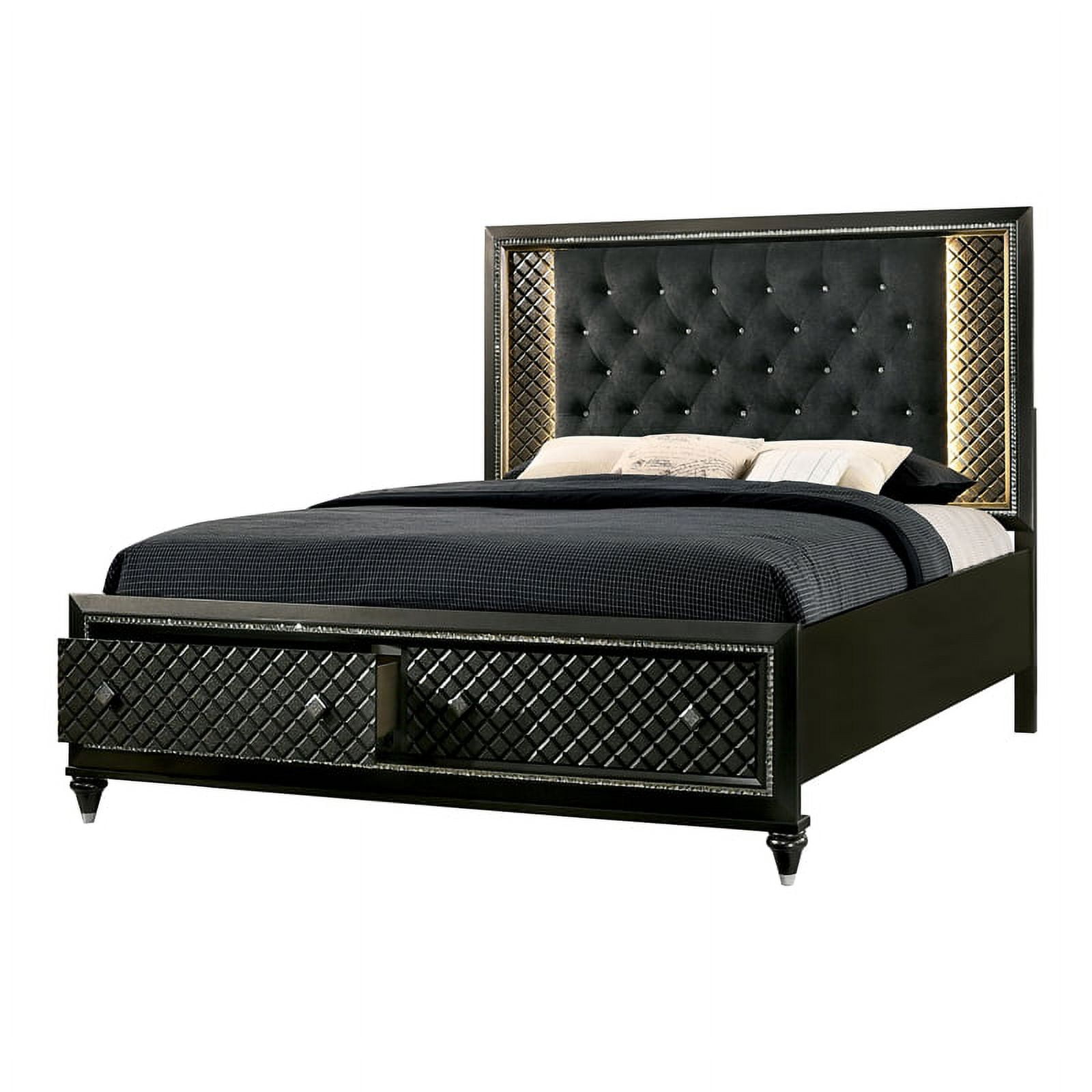 Furniture of America Braylene Wood Queen Bed with LED Light in Metallic ...