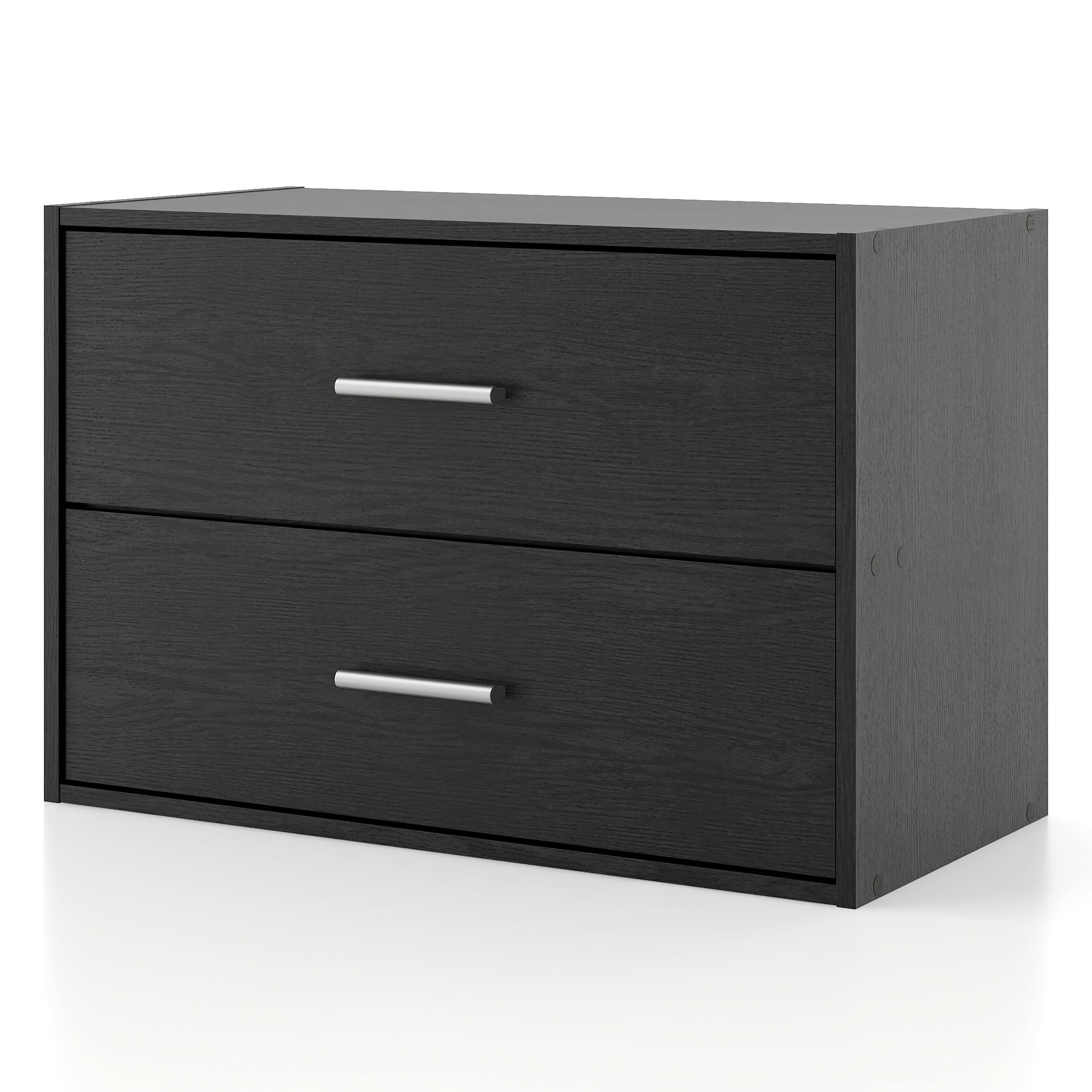Furniture of Brooks Stackable 2-Drawer Cabinet - Black Wood - Walmart.com