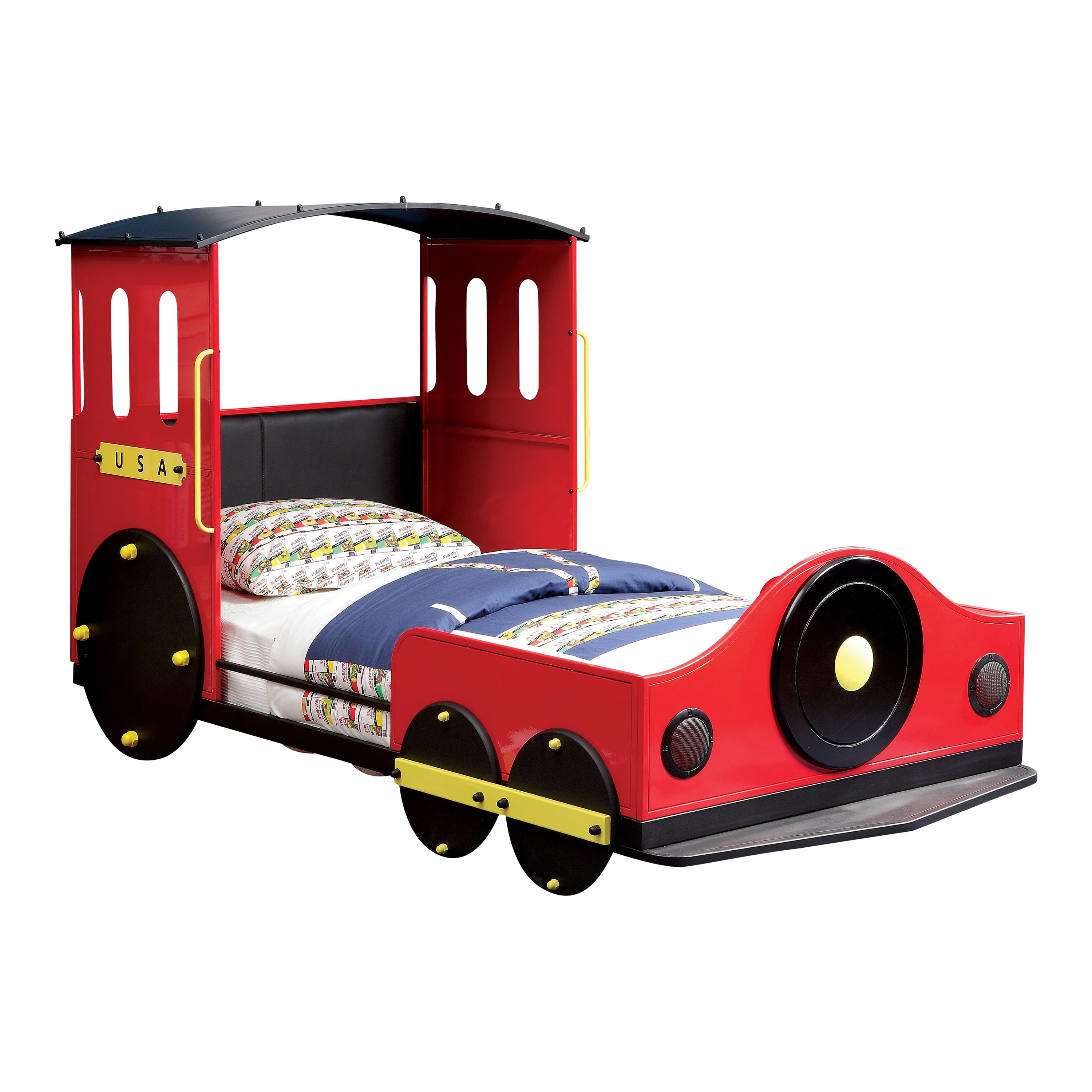 Furniture of America Brownley Train Panel Bed, Twin, Red and Black ...