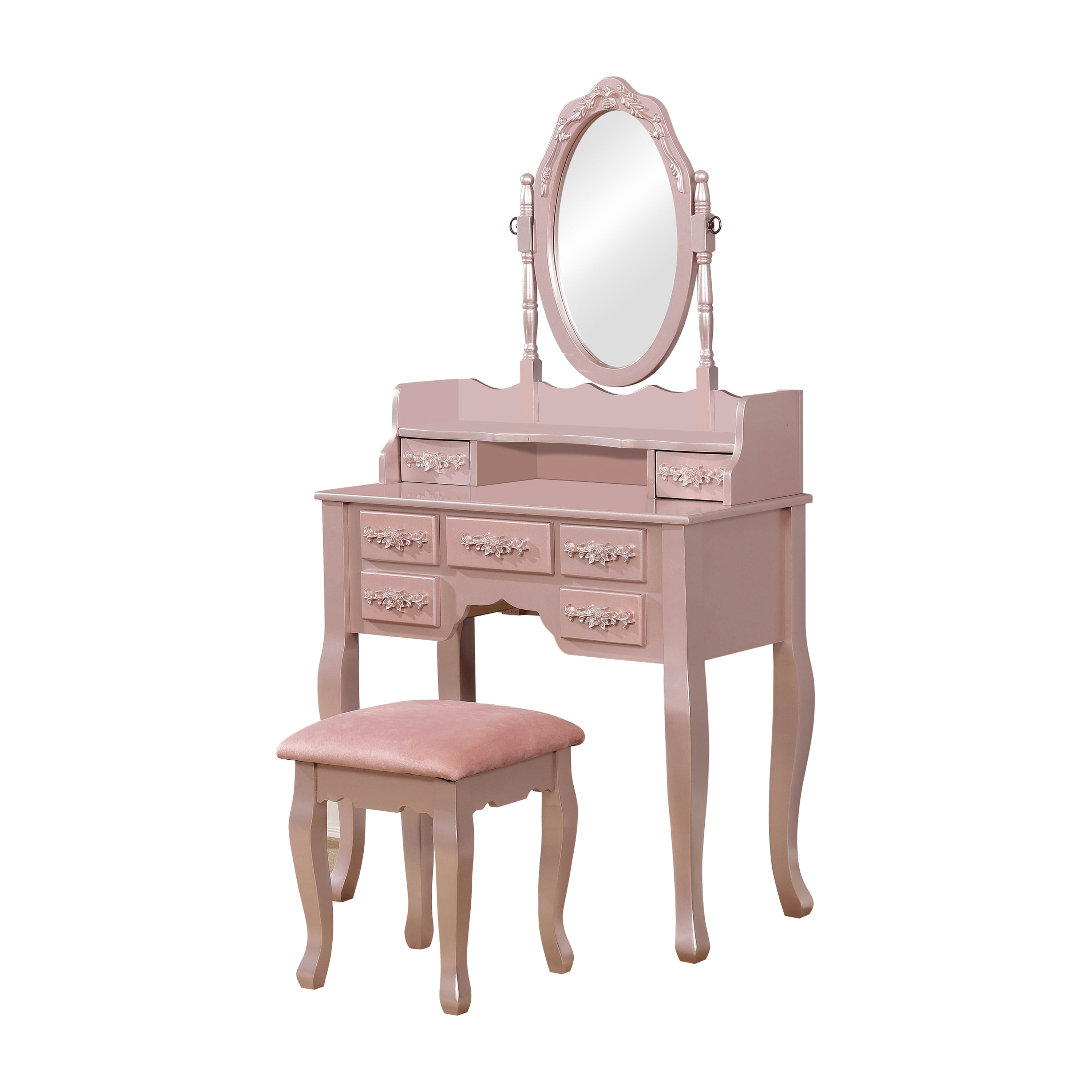 Furniture of America Cadence Traditional 3-Piece Vanity Set, Rose Gold ...