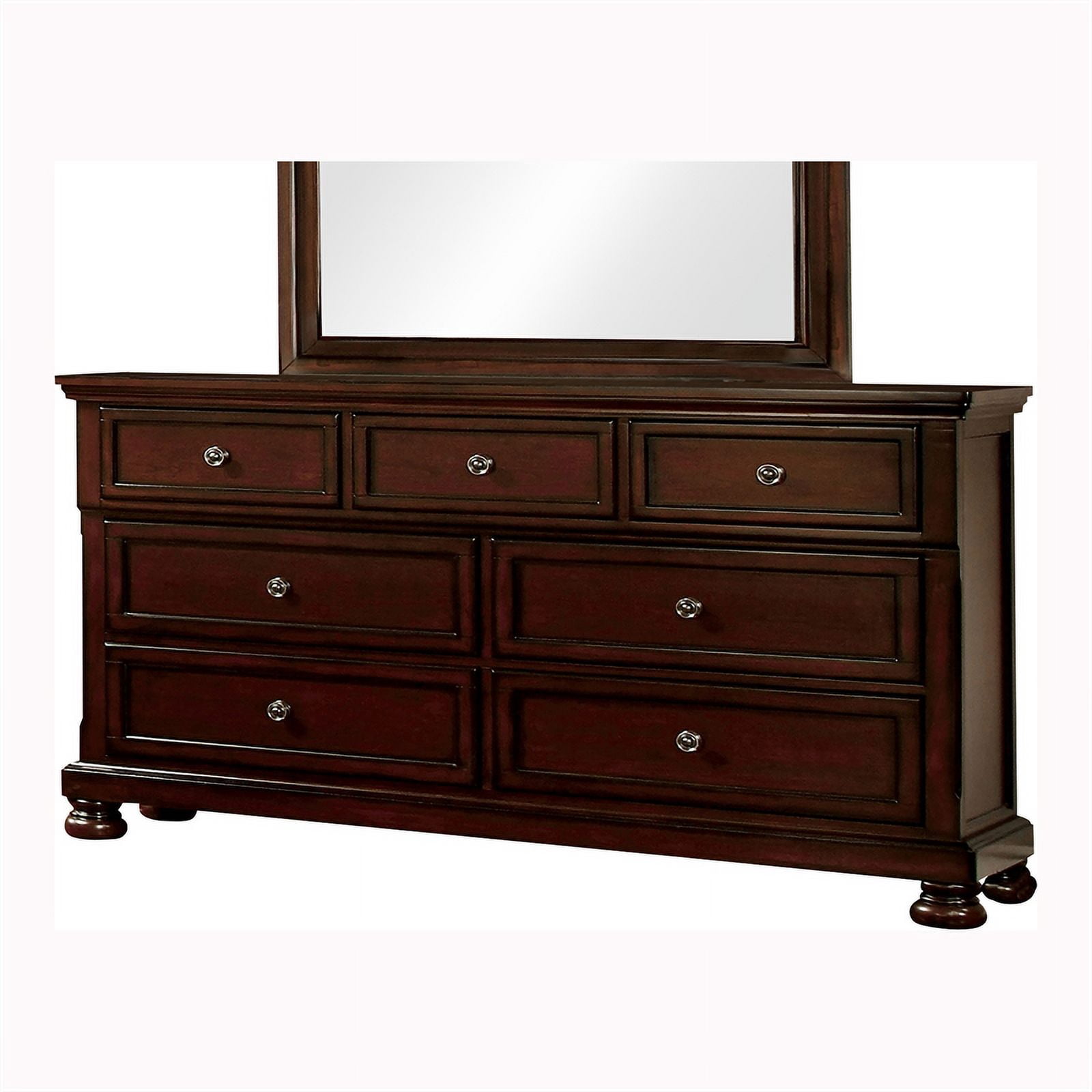 Furniture of America Caiden Solid Wood 7-Drawer Dresser in Dark Cherry ...