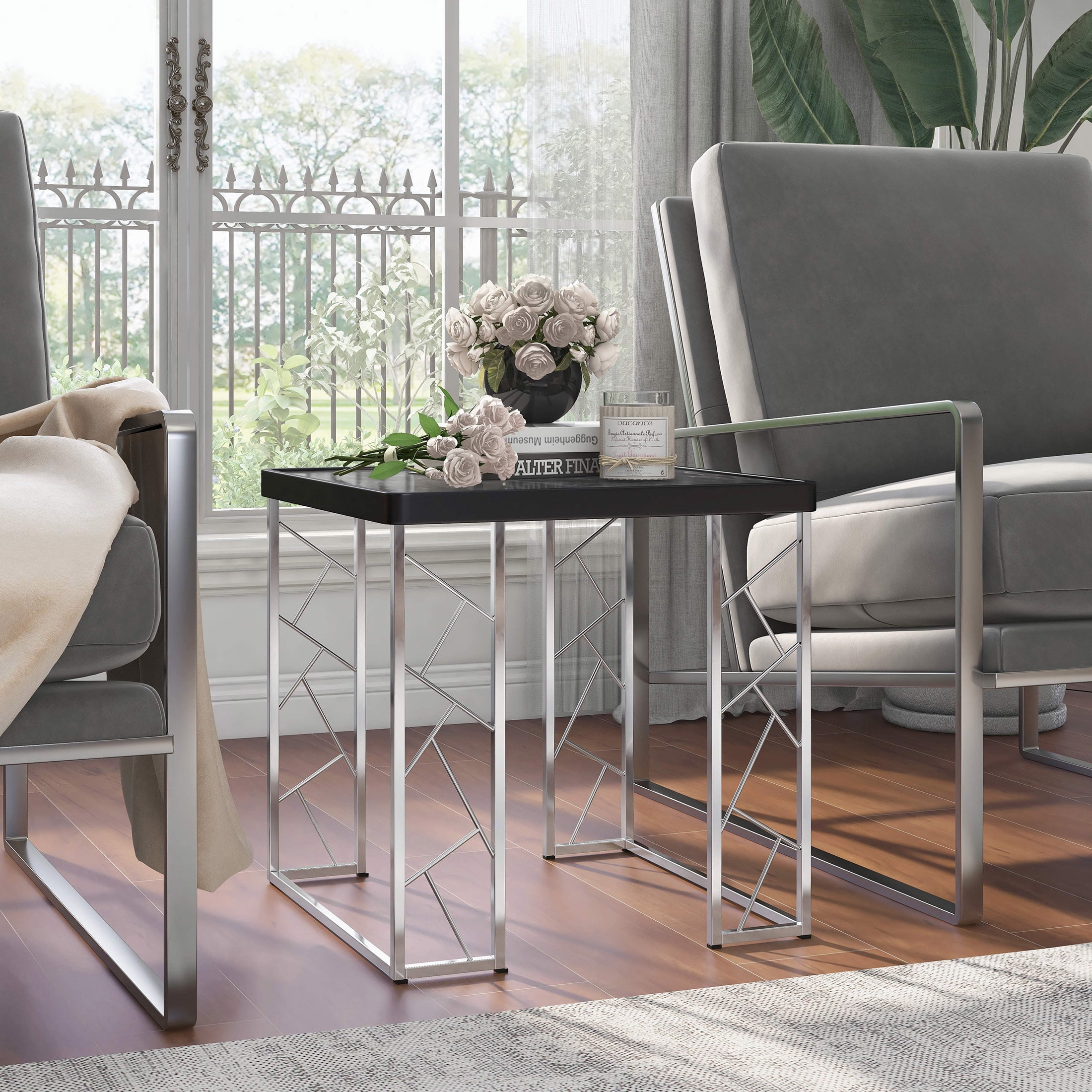 Furniture of America Candela Metal Square End Table - Black - Walmart.com