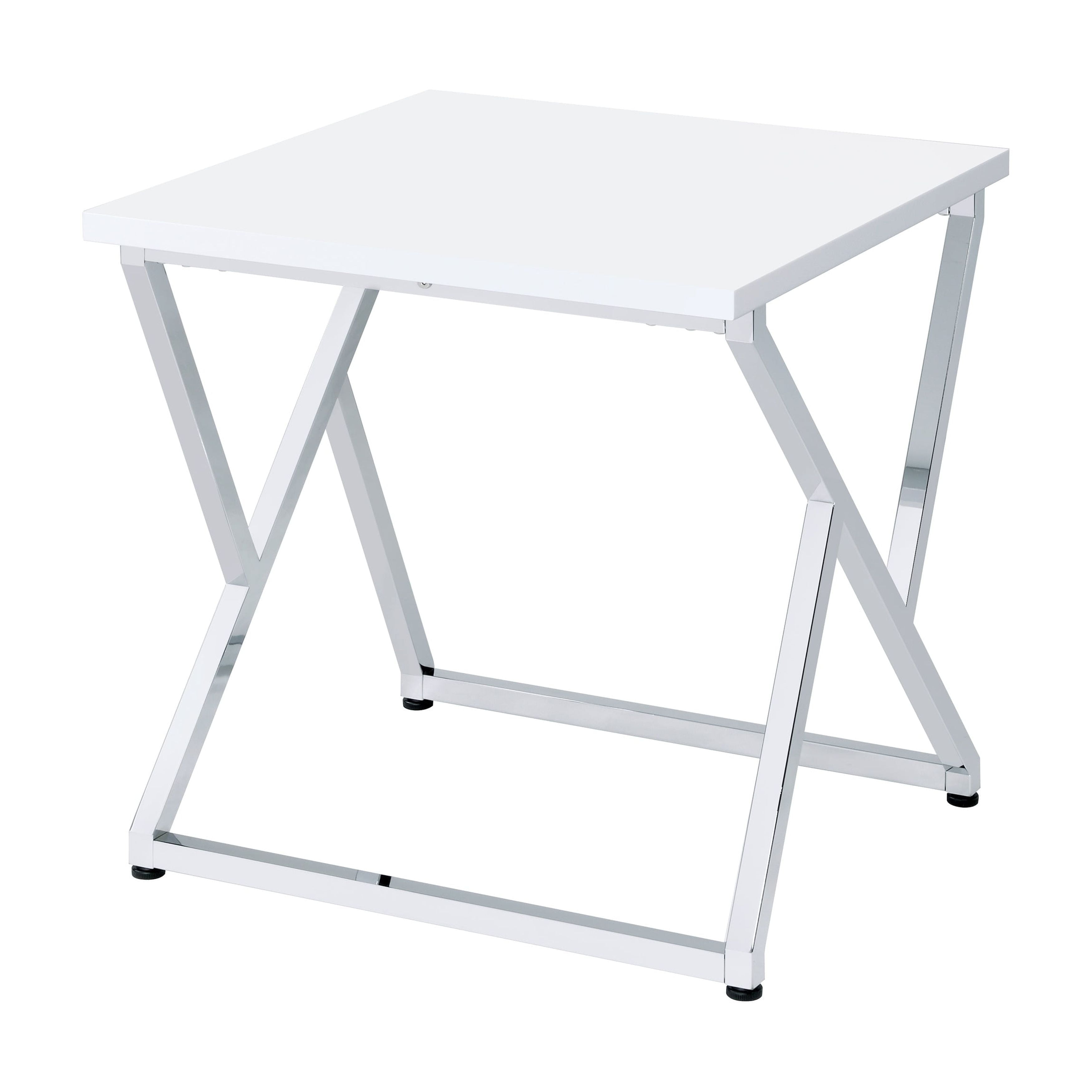 Furniture of America Cano Glam High Gloss White 24-inch Side Table by ...