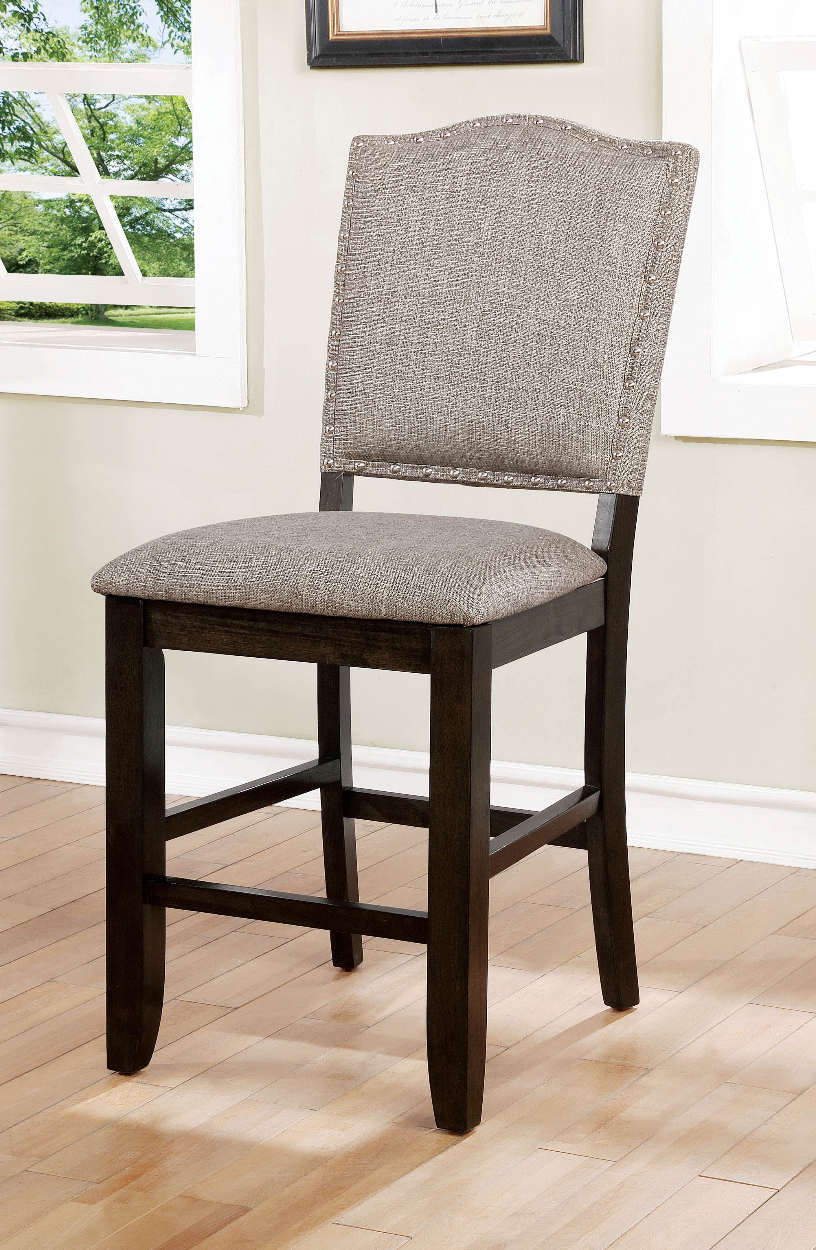 Furniture of America Carter Upholstered Counter Chairs - Set of 2, Gray ...