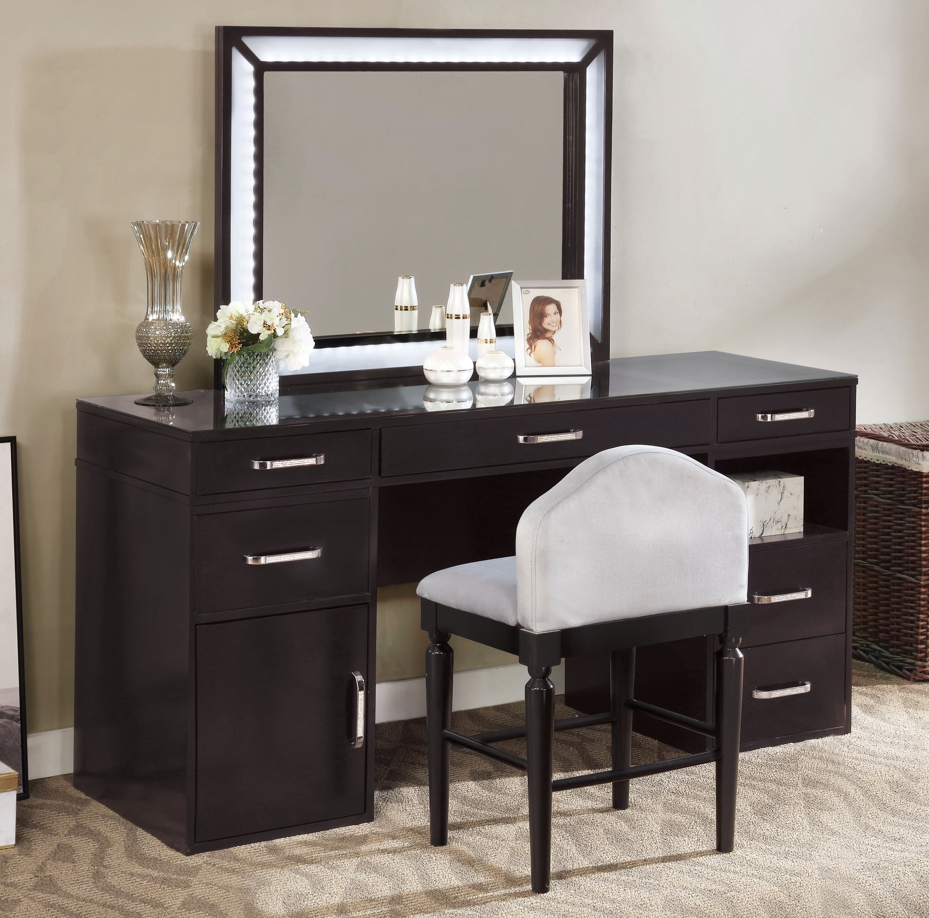 Free Shipping! Furniture of America Carzen 3-Piece LED Vanity Set ...