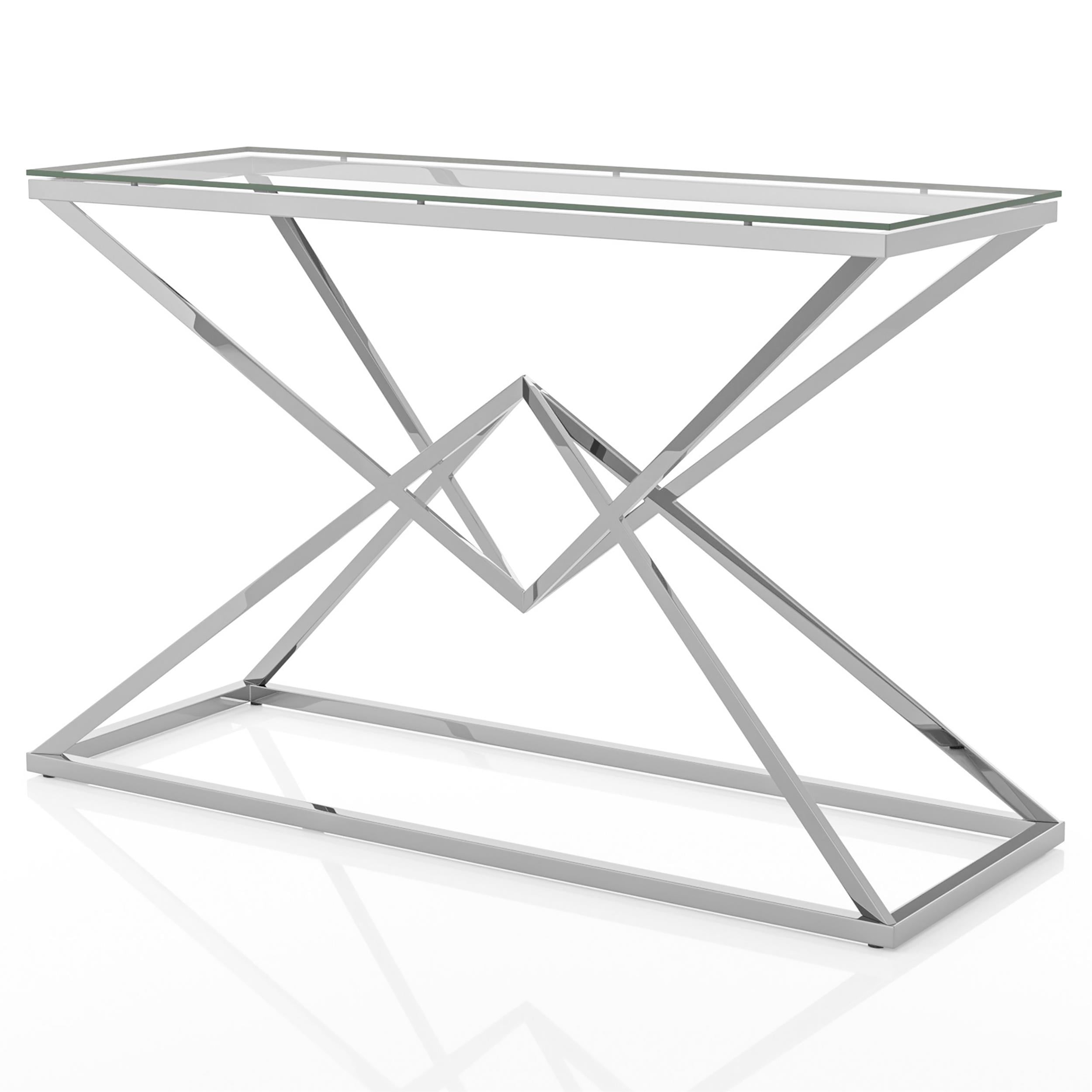 Furniture of America Cazzanarro Contemporary Metal Sofa Table in Chrome ...