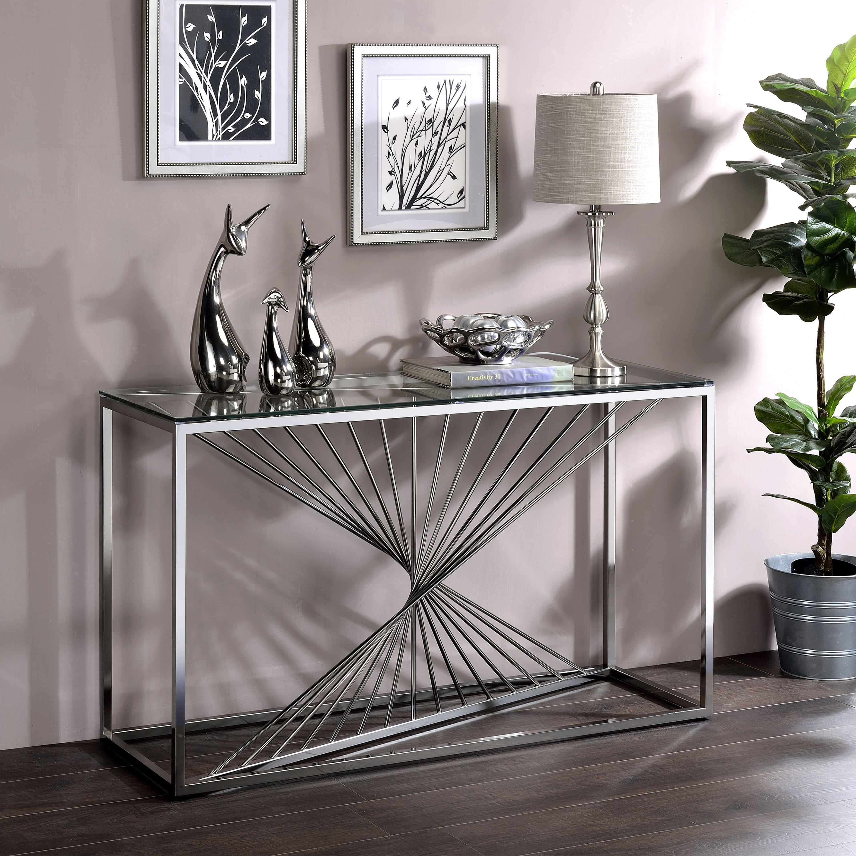 Free Shipping! Furniture of America Ceria Modern Glass Top Console ...