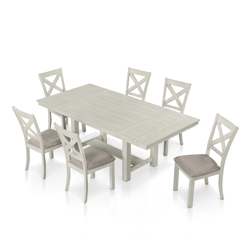 Furniture of America Chalen Wood 7-Piece Extendable Dining Table Set in ...