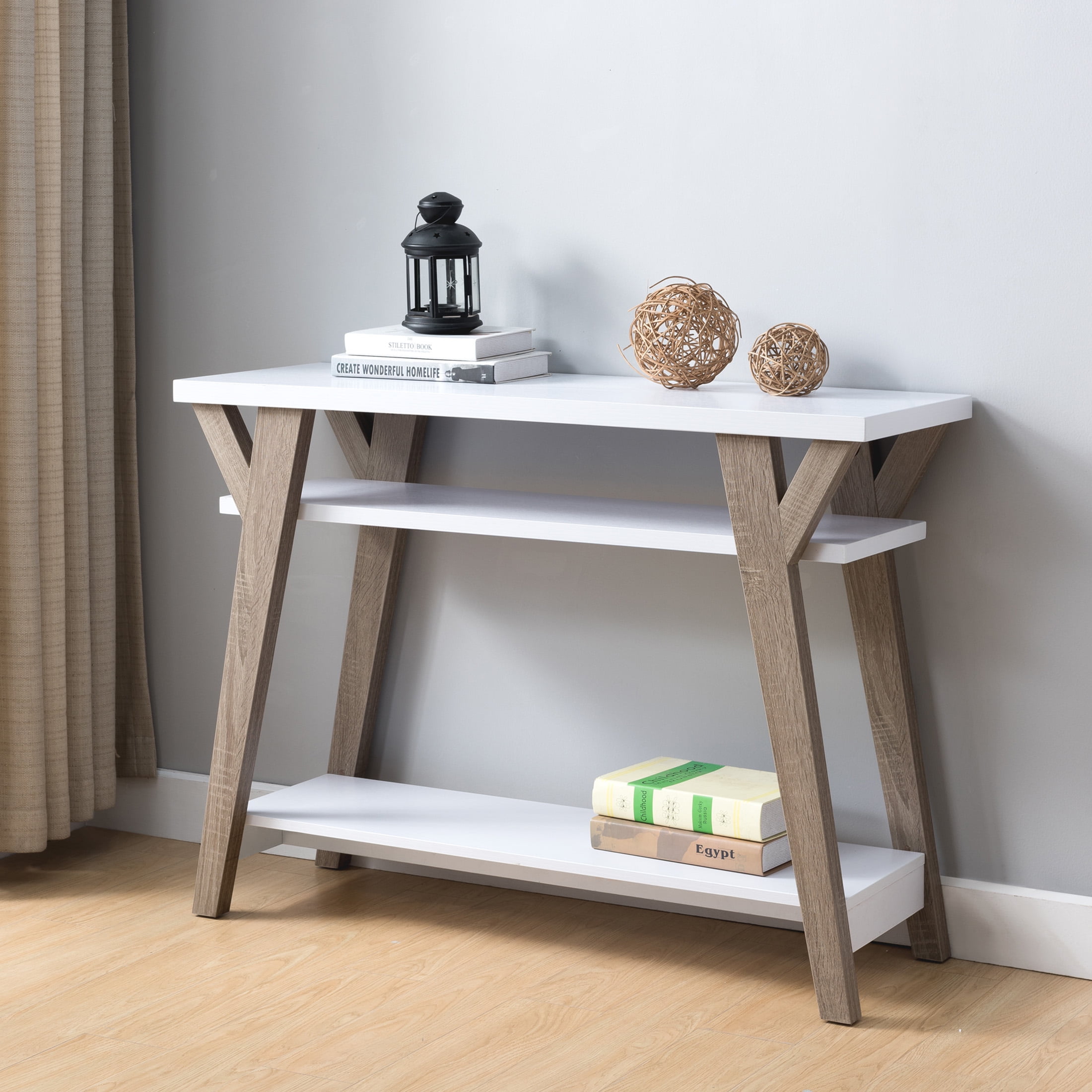 Furniture of America Chantilly 2-Shelf Console Table - White - Walmart.com