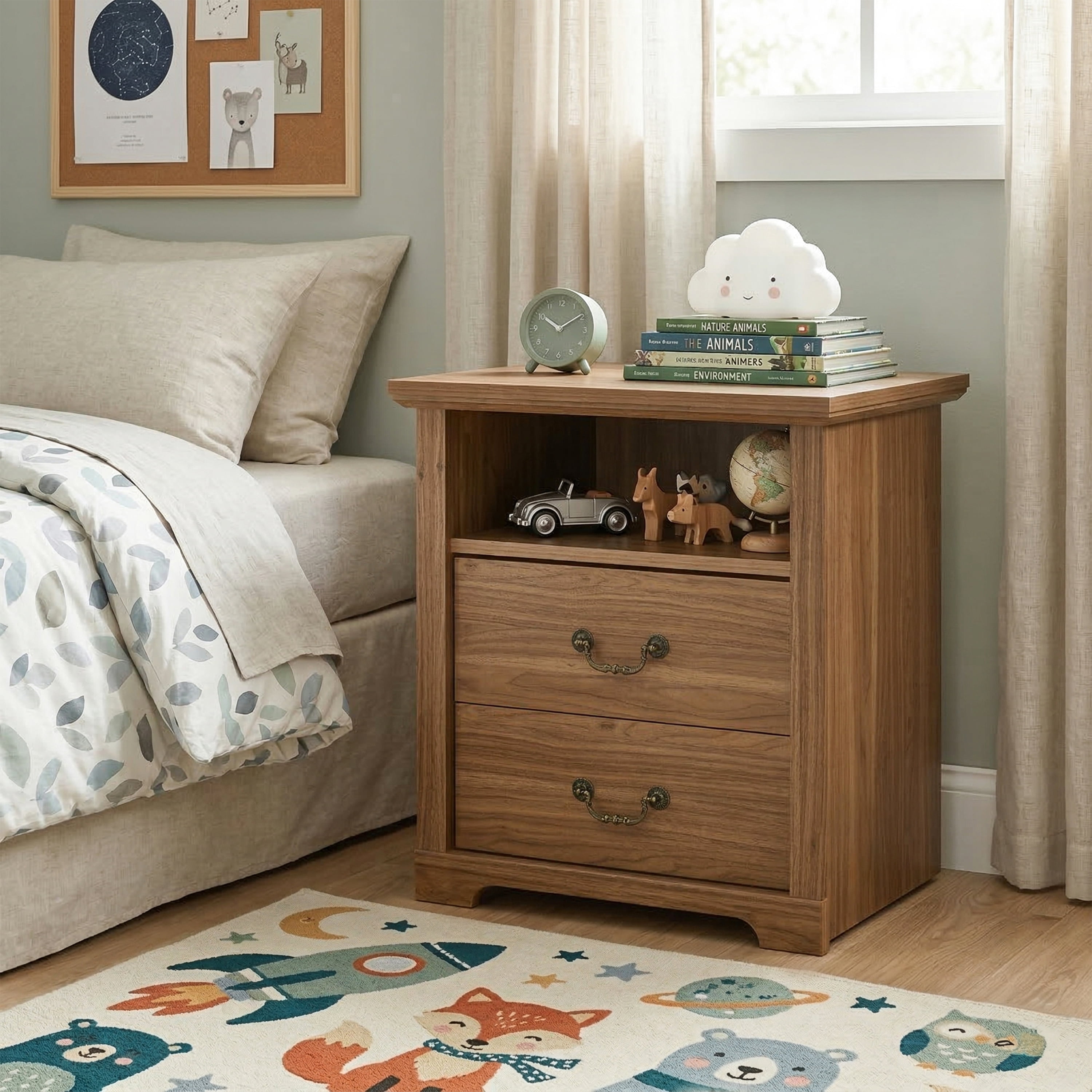 Furniture of America Chara Modern Wood 2-Drawer Kids Nightstand with ...