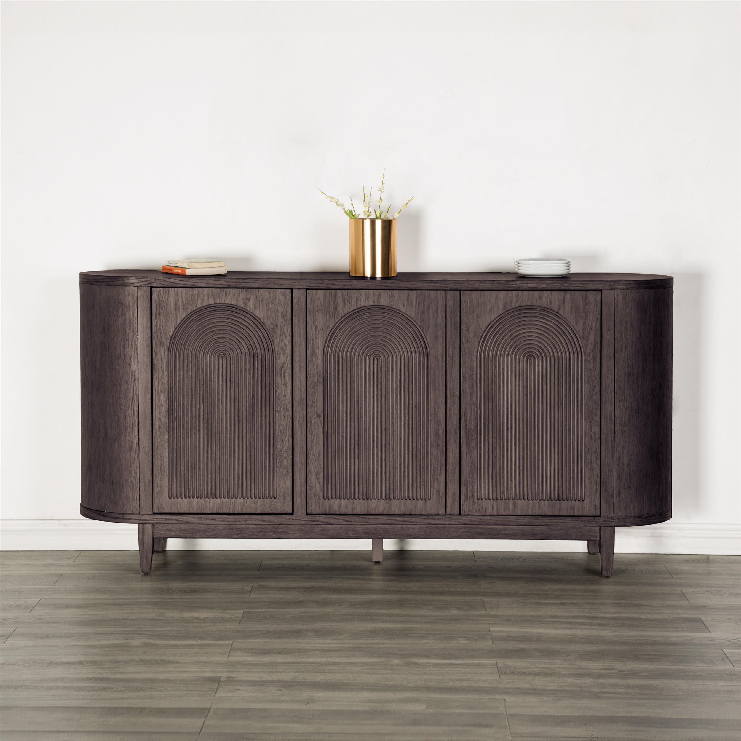 Furniture of America Cheri Art Deco Solid Wood 4-Shelf Buffet Server ...