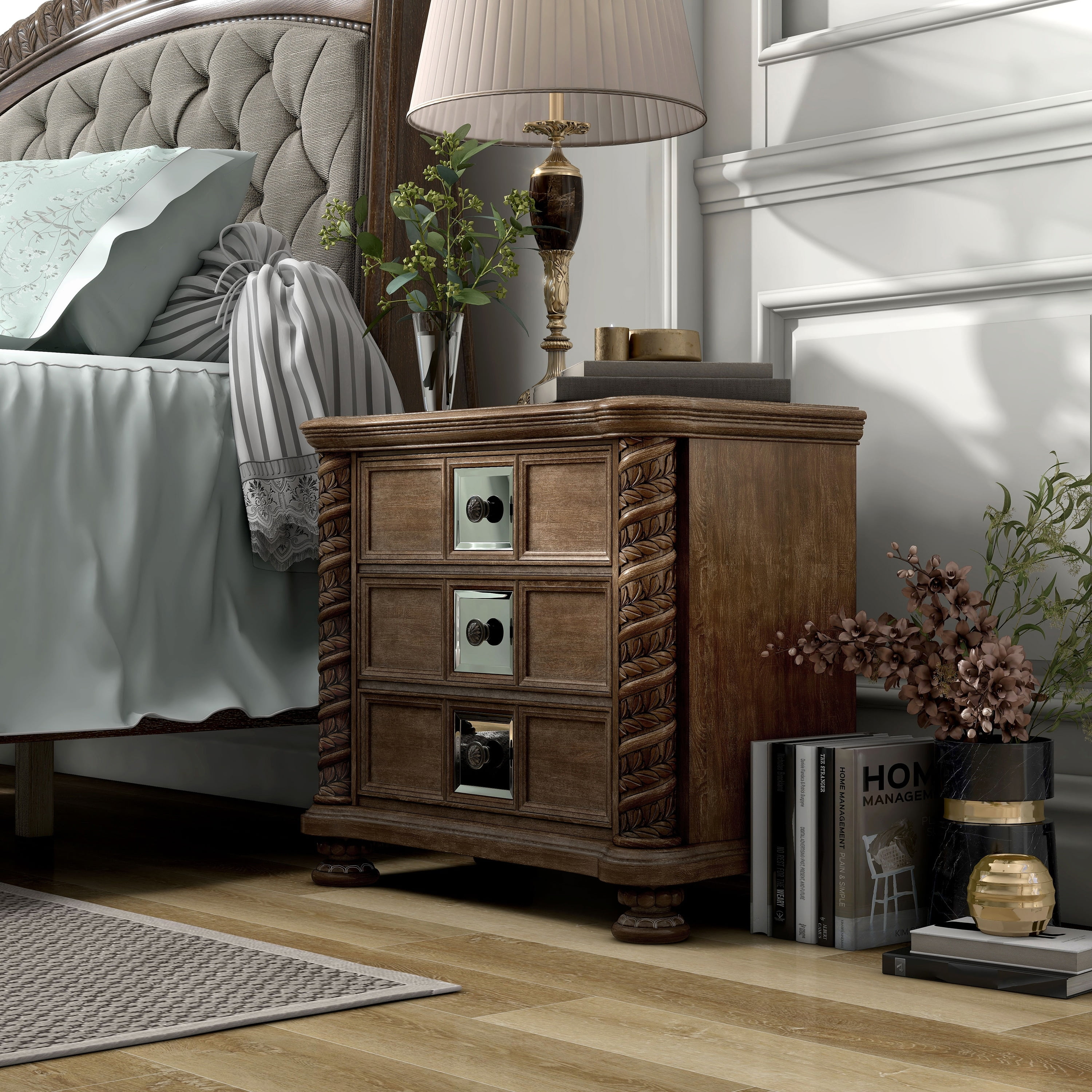 Furniture of America Cimarron Transitional Natural Wood 3-Drawer ...