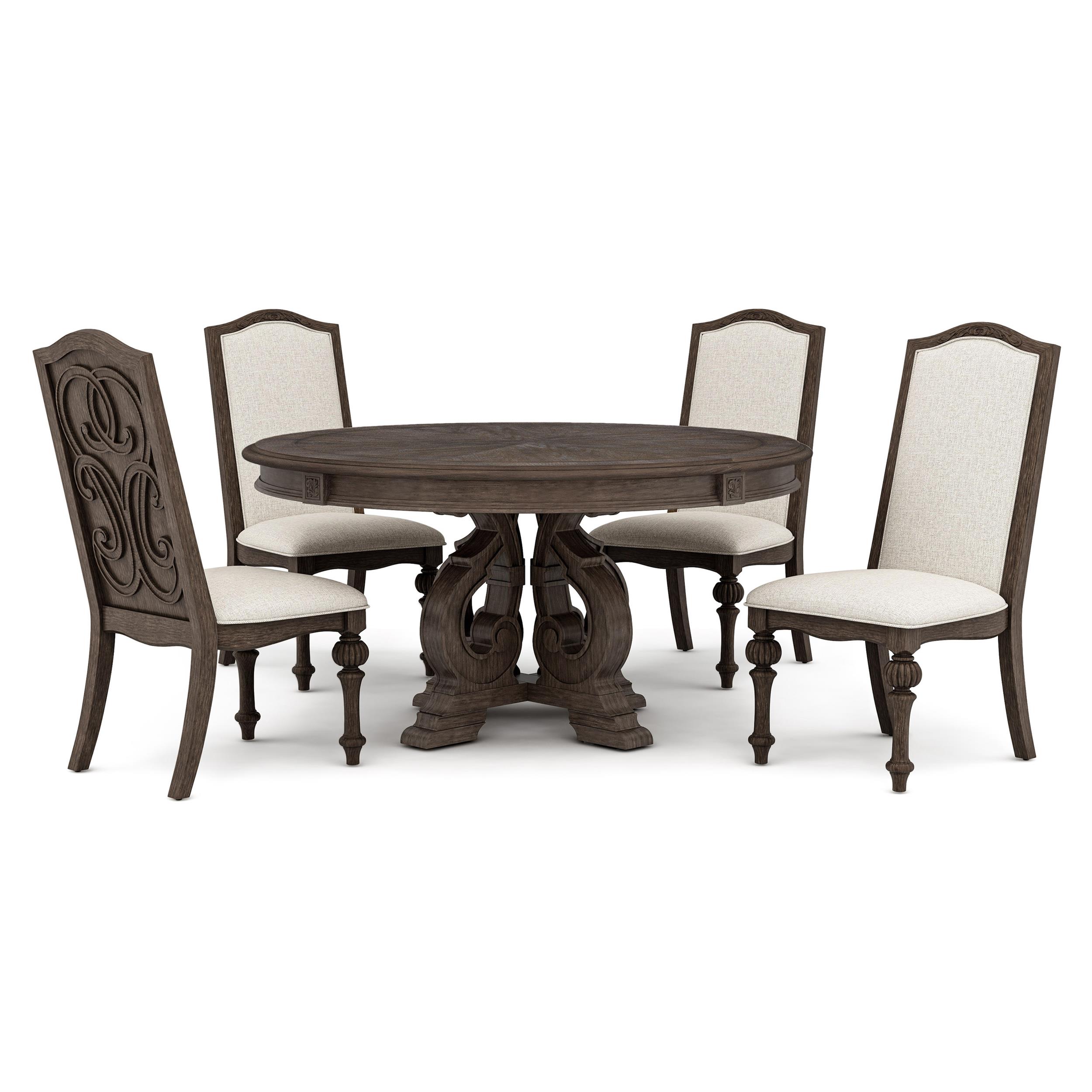 Furniture of America Clyde Wood 5-Piece Round Dining Table Set in ...