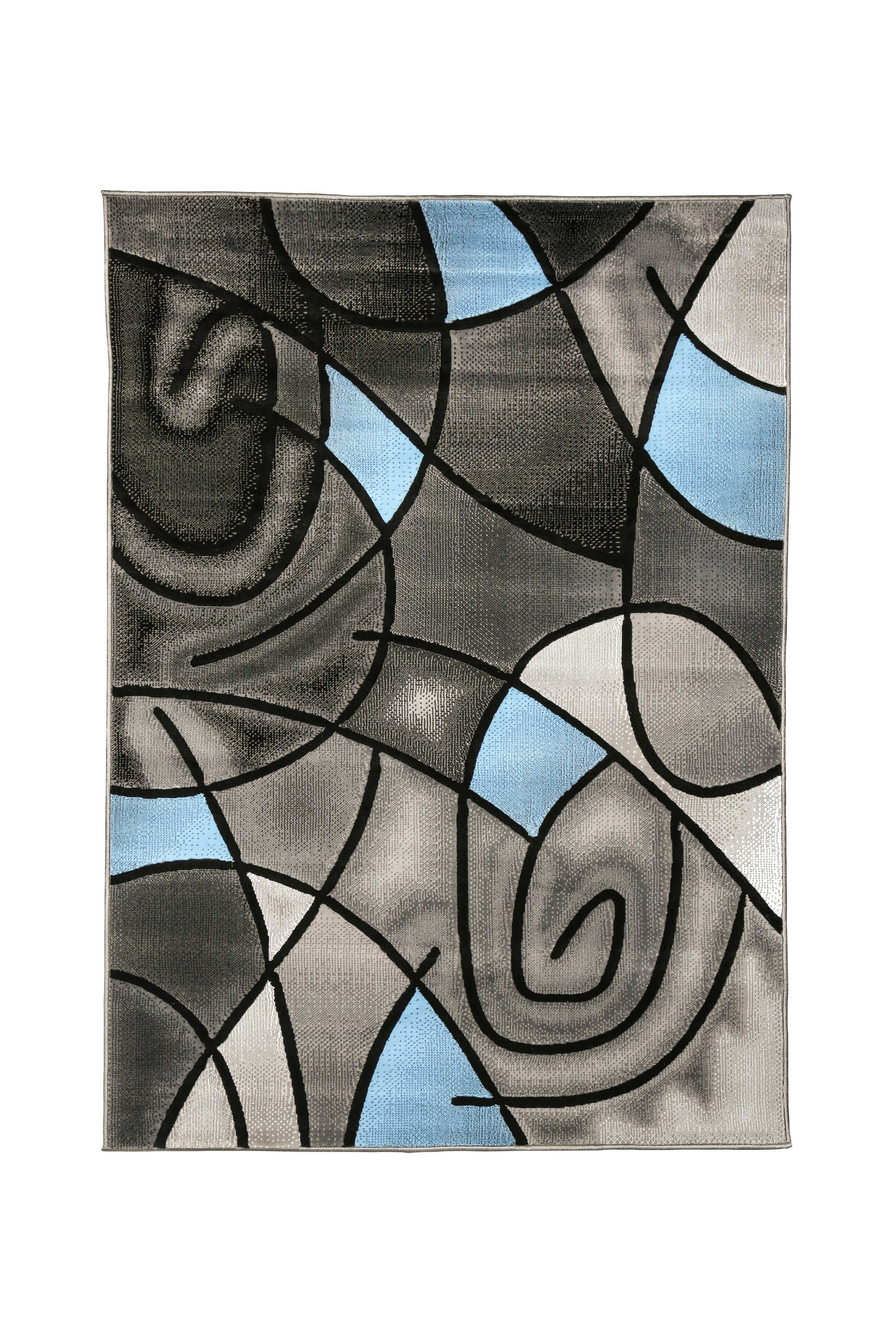 Furniture of America Contemporary 5x7 Charcoal & Blue Abstract Rug ...