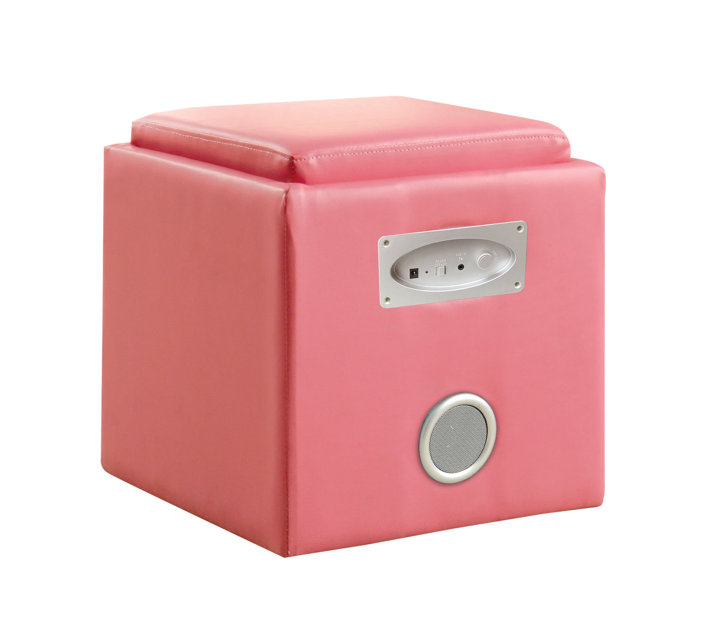 Furniture of America Contemporary Faux Leather Neko Speaker Ottoman ...