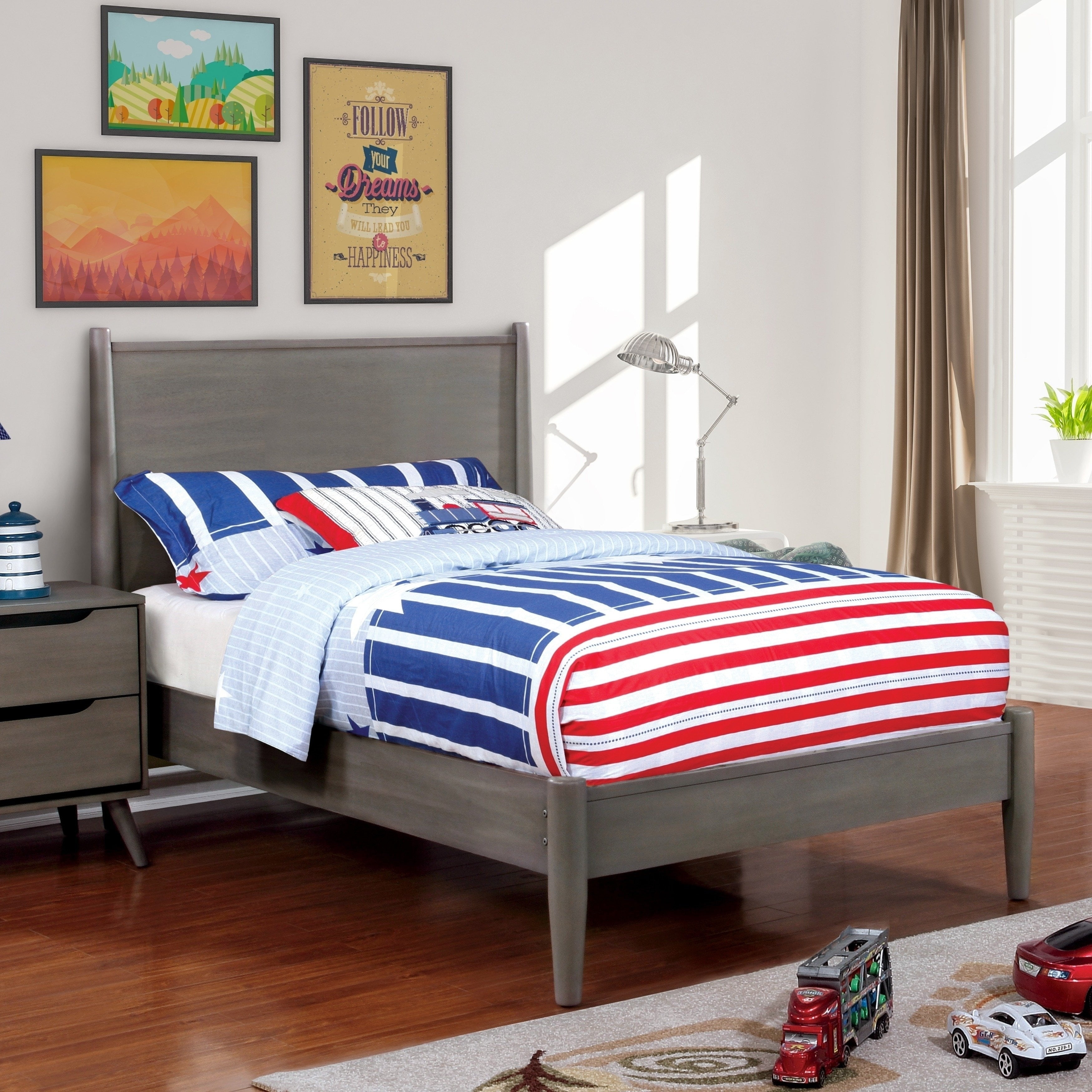 Furniture of America Coop Mid-Century Modern Wood Teen Platform Bed by ...