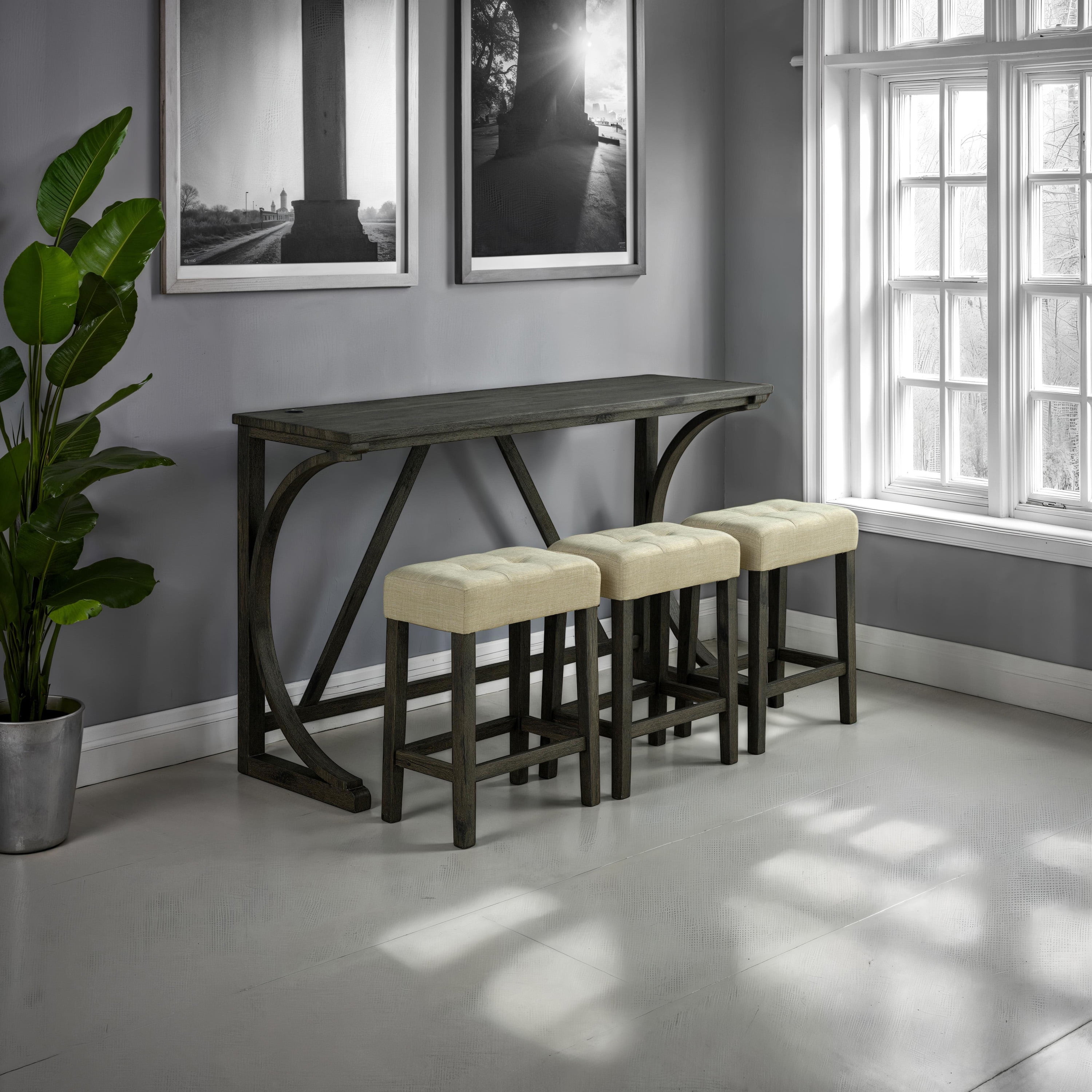 Furniture of America Cranst 4-Piece Solid Wood Indoor Counter Height ...