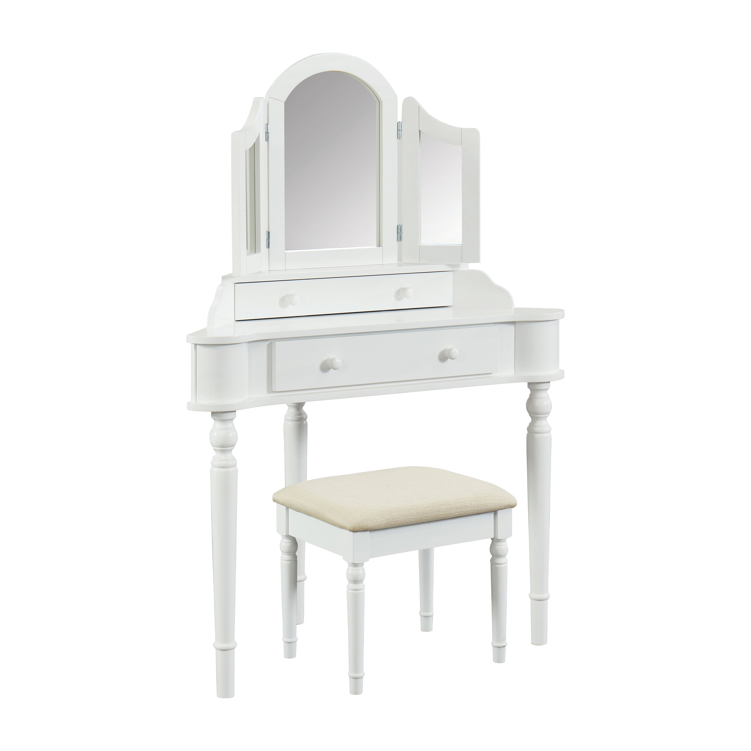 Furniture of America Cristal Contemporary 3-Piece Corner Vanity Set ...