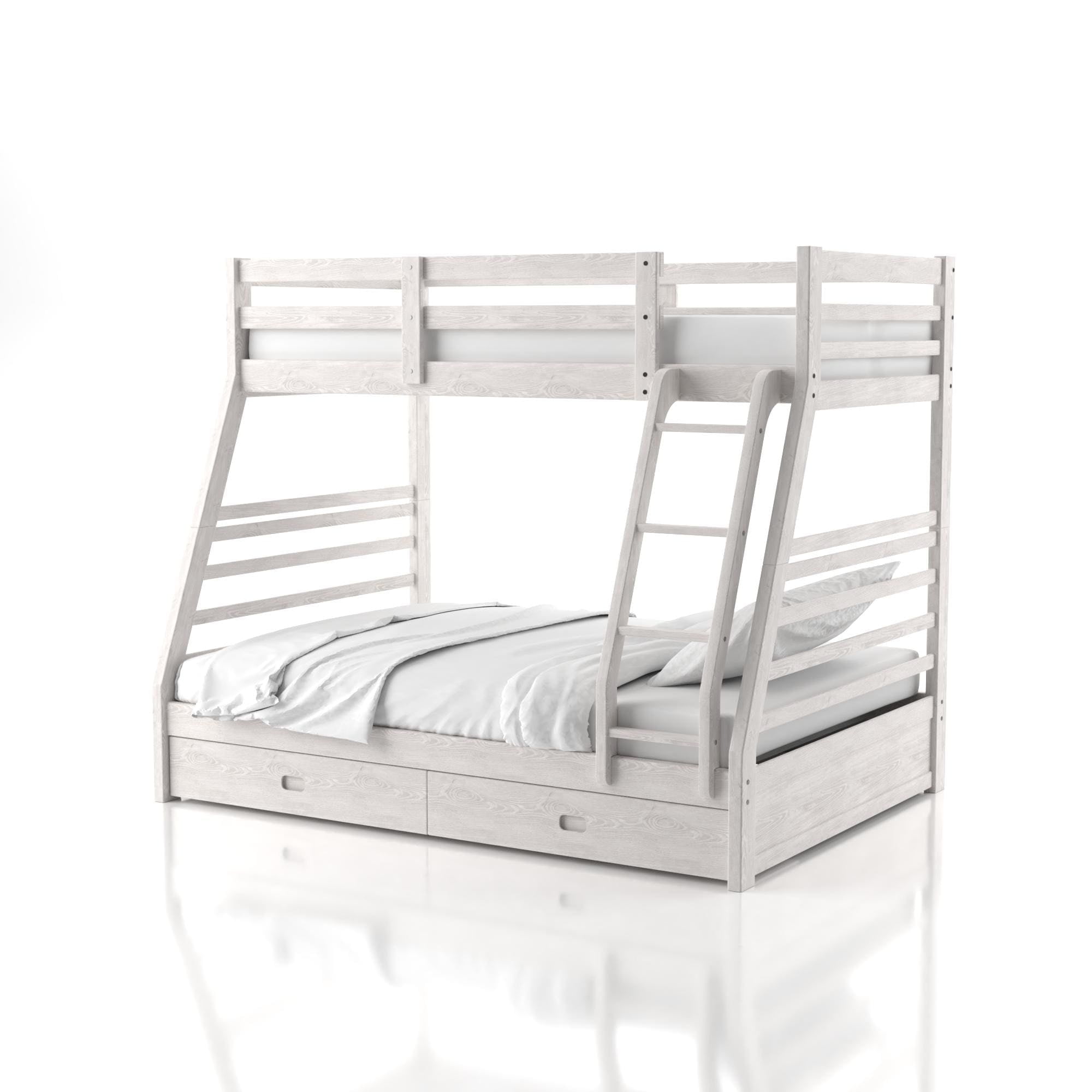 Furniture of America Cude Modern Twin over Full Solid Wood Bunk Bed Set ...