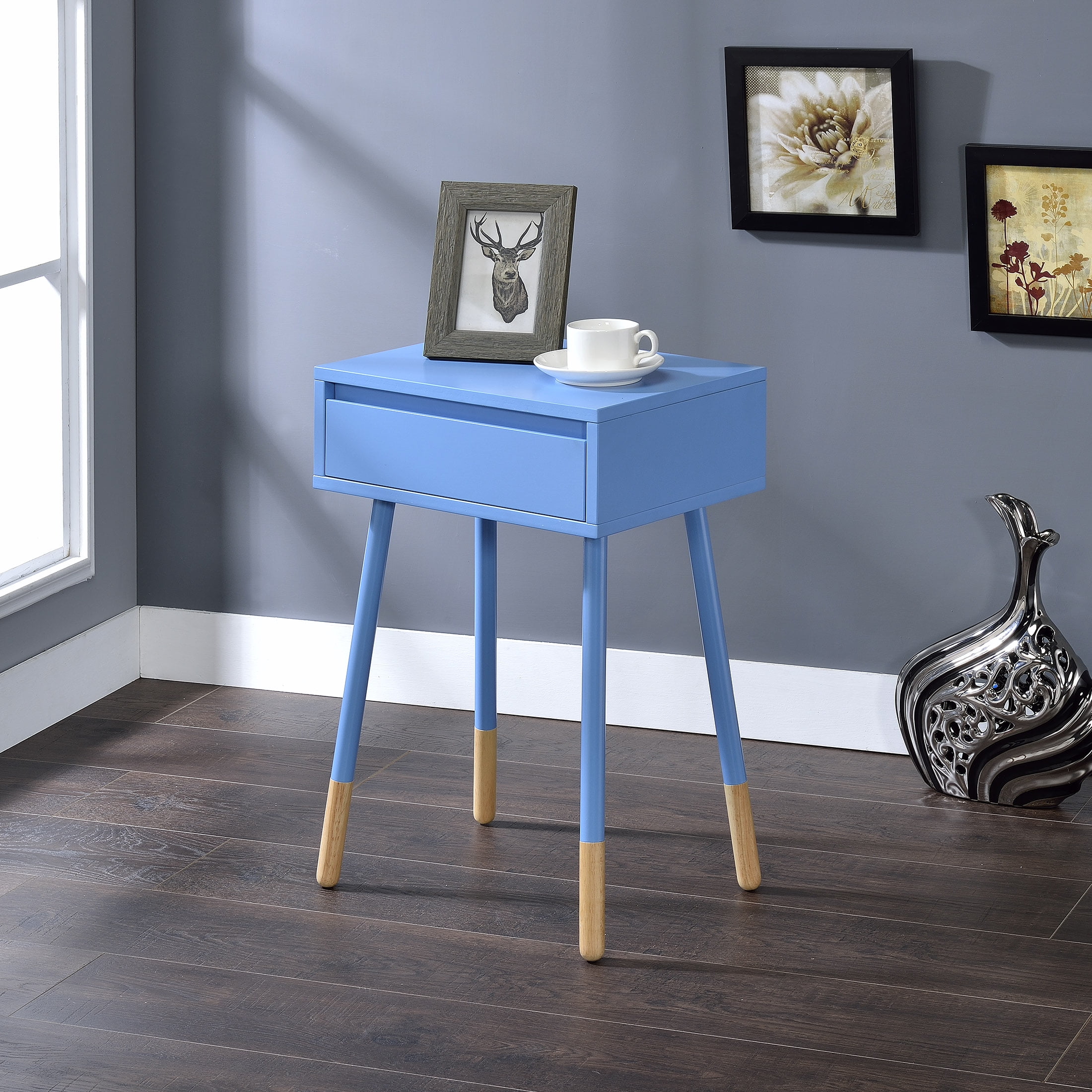 Furniture of America Dacia 1-Drawer End Table, Blue - Walmart.com