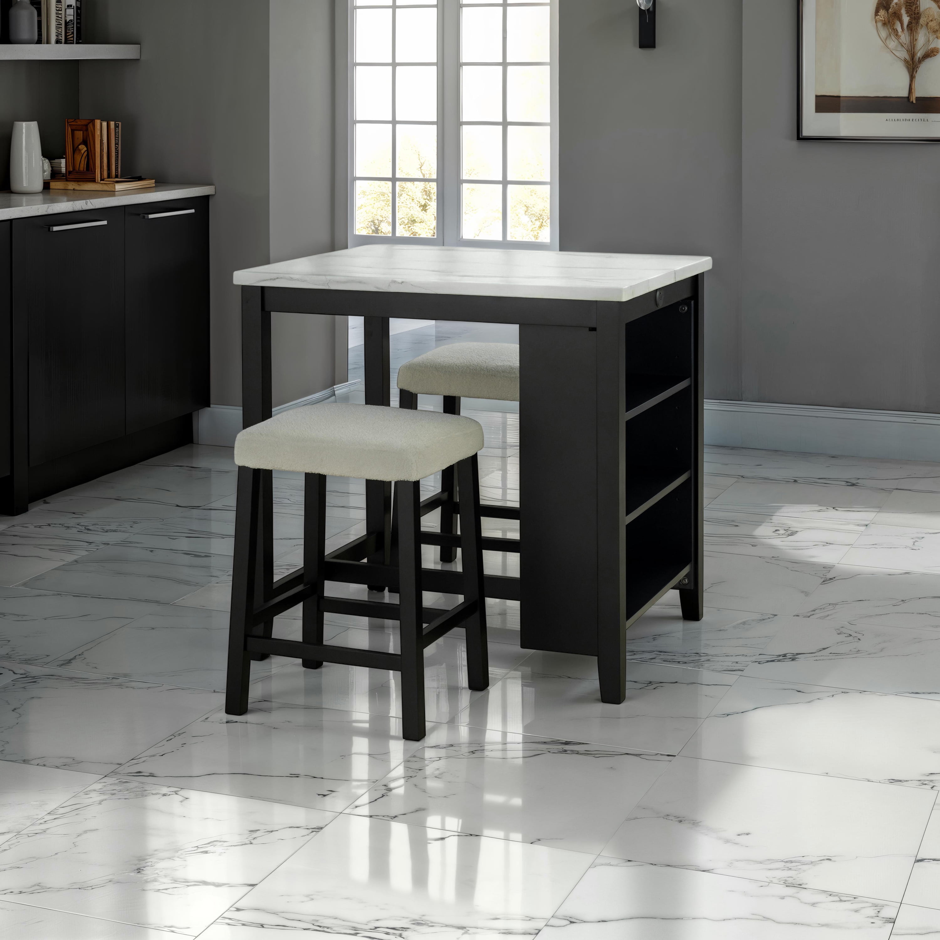 Furniture of America Depo 3-Piece Solid Wood Indoor Counter Height ...