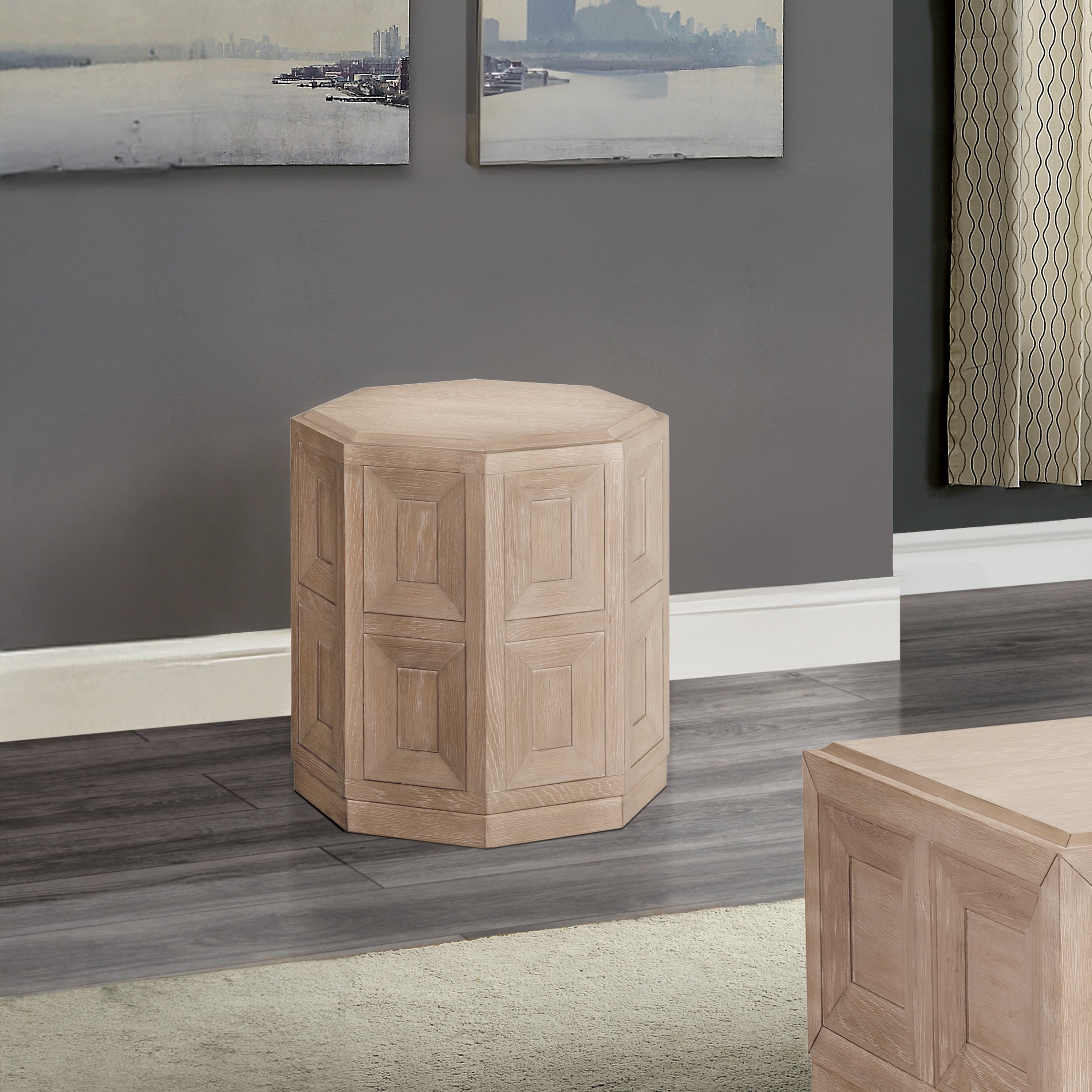 Furniture of America Direx Modern Solid Wood Octagon End Table, Natural ...