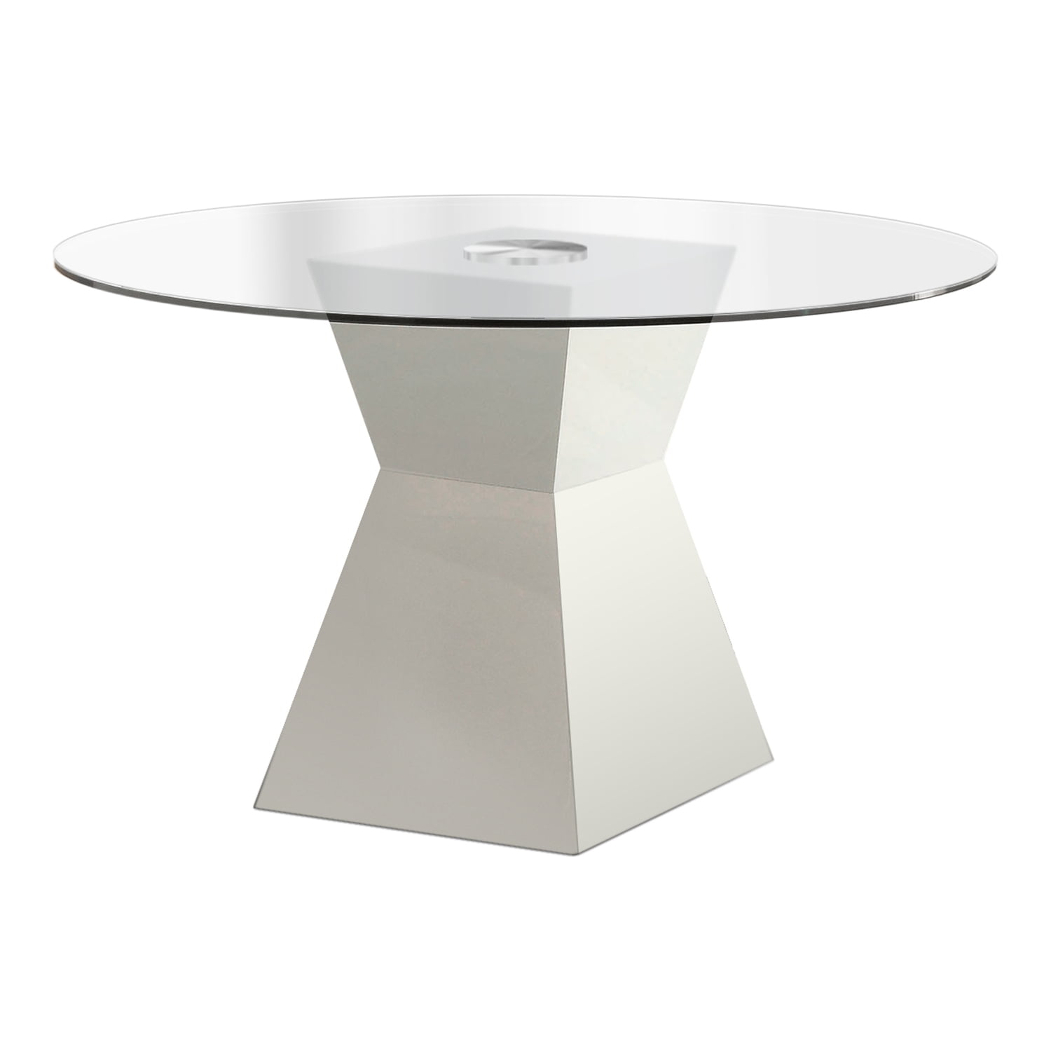 Furniture of America Dorazio Contemporary Round Glass Top Dining Table ...