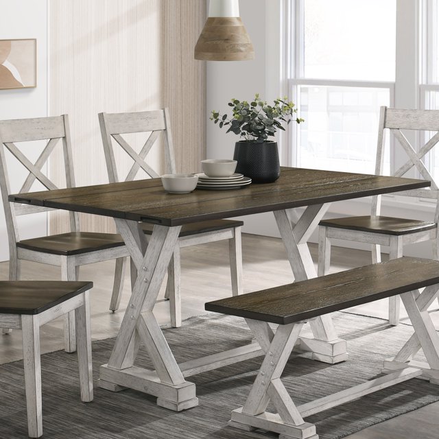 Furniture America Dorne Expandable Dining Table - Rustic Style ...