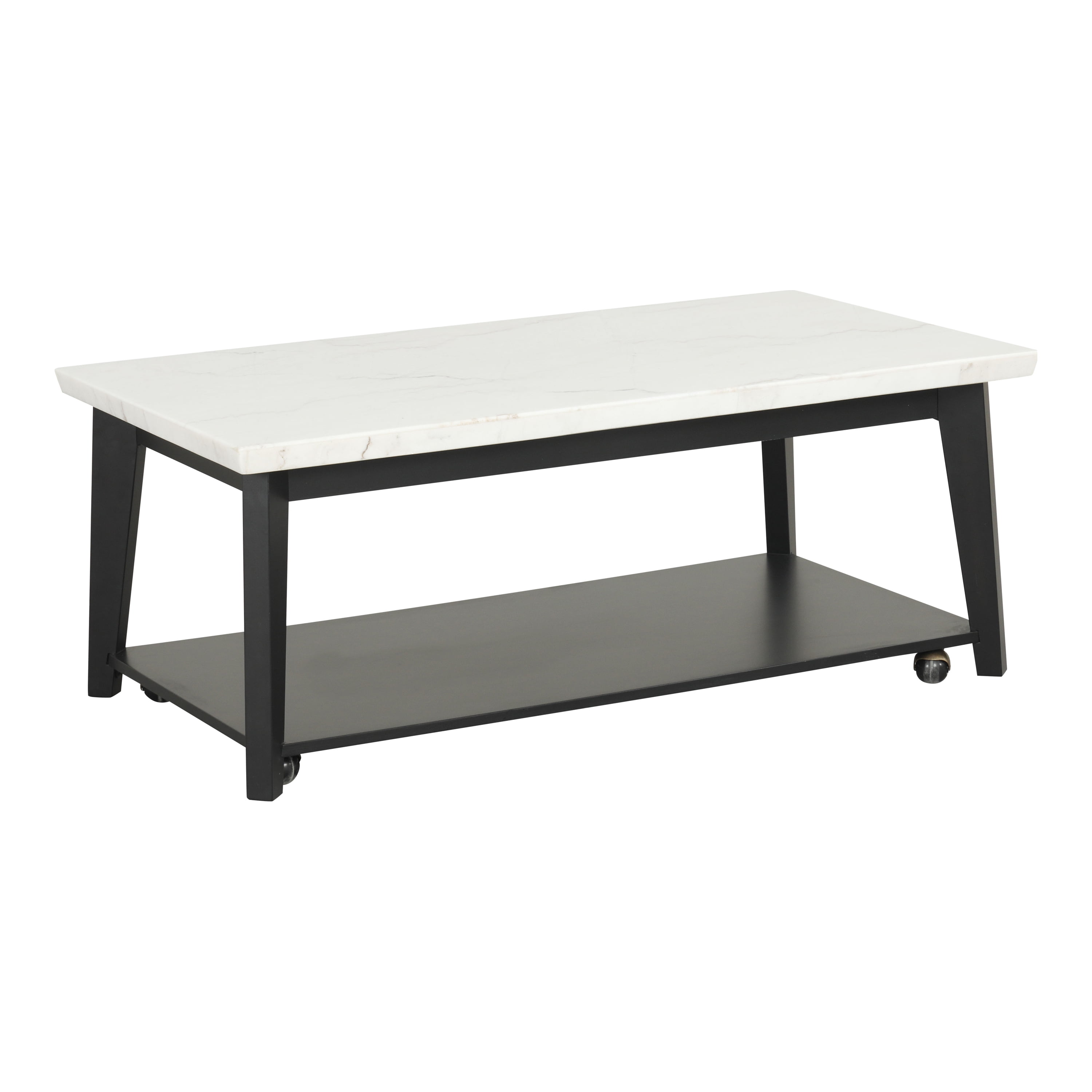 Furniture of America Dorth Marble Top 1-Shelf Rectangle Coffee Table ...