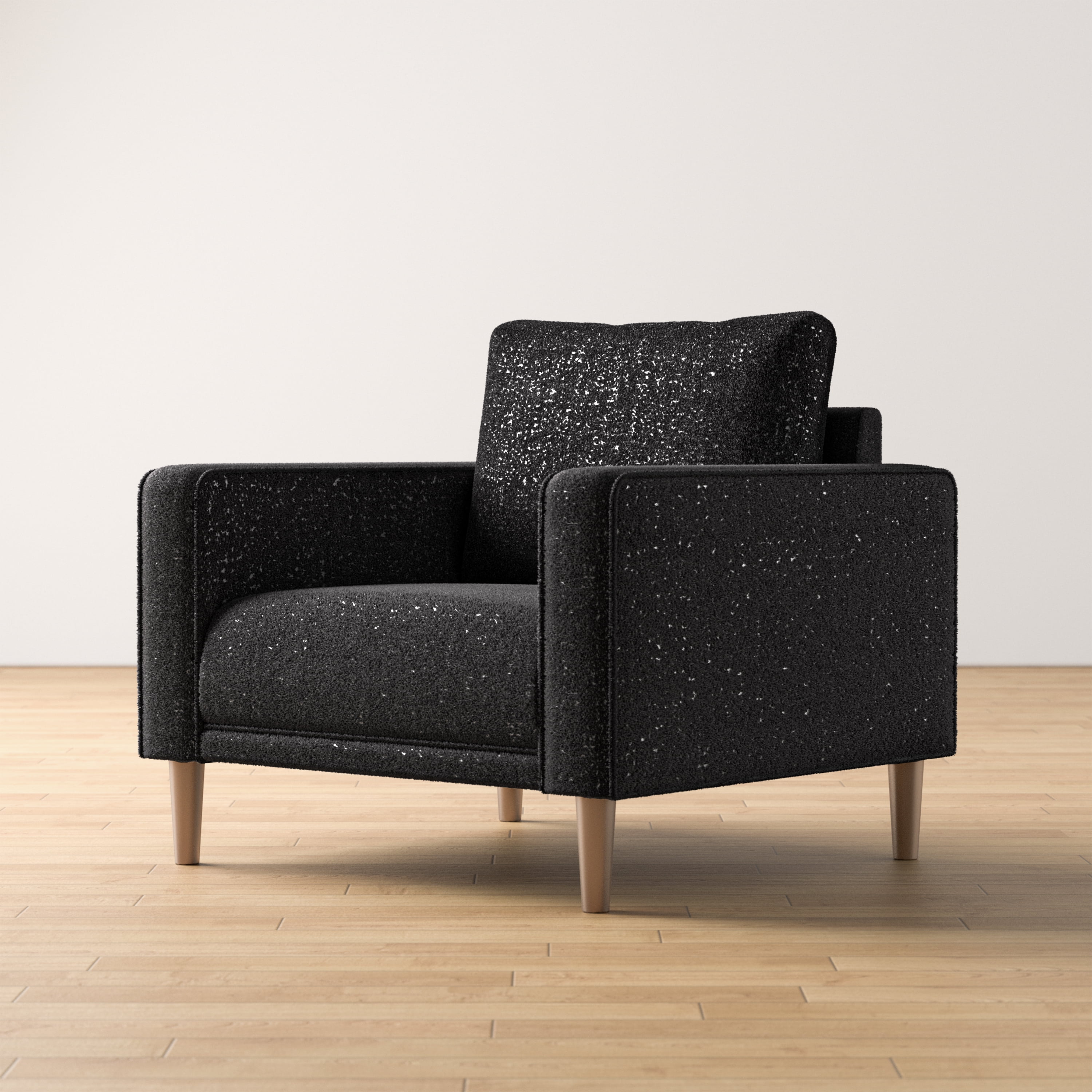 Furniture of America Doux Black MCM Custom Boucle Upholstered Fabric ...