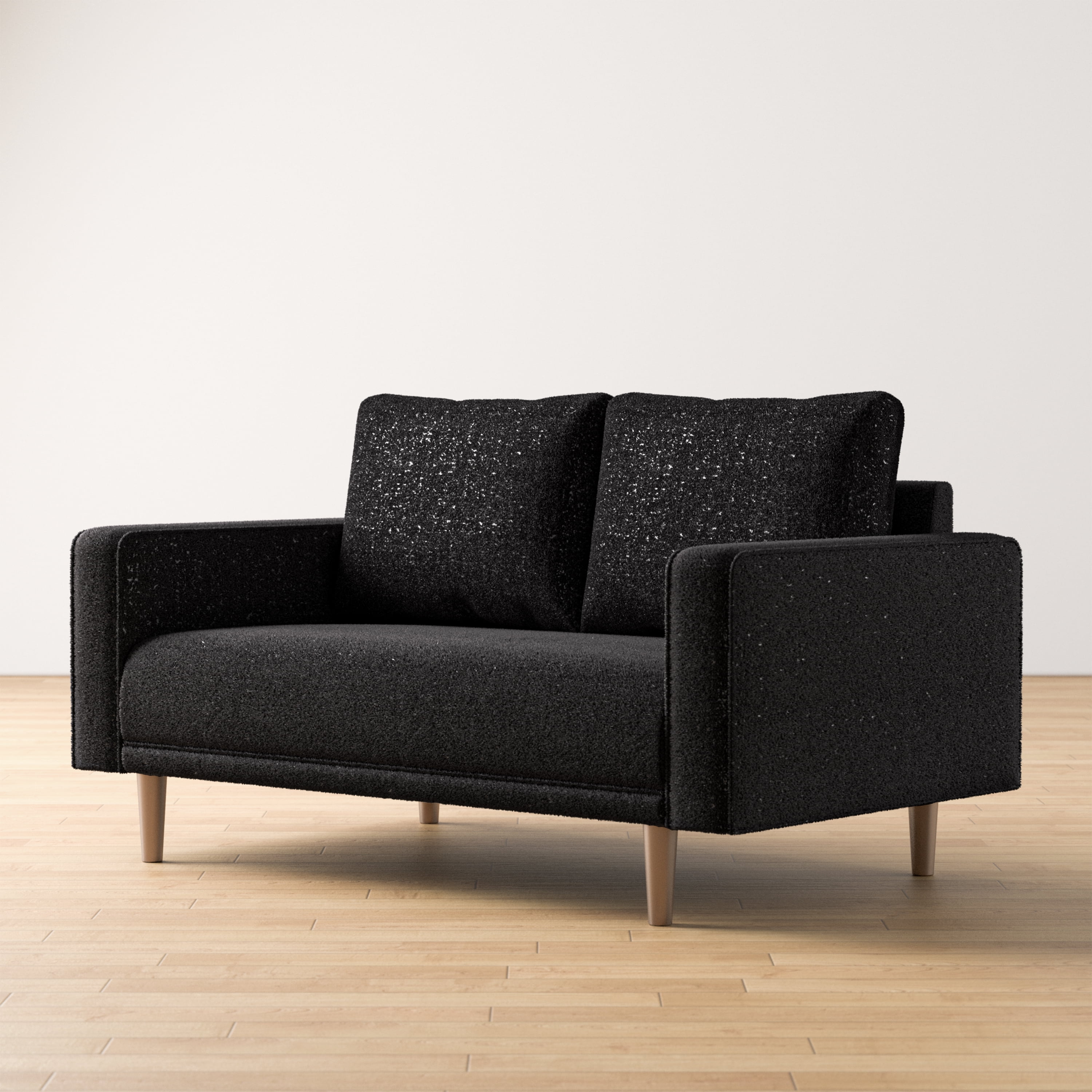 Doux Black MCM Loveseat - Boucle Upholstered Sofa - Walmart.com