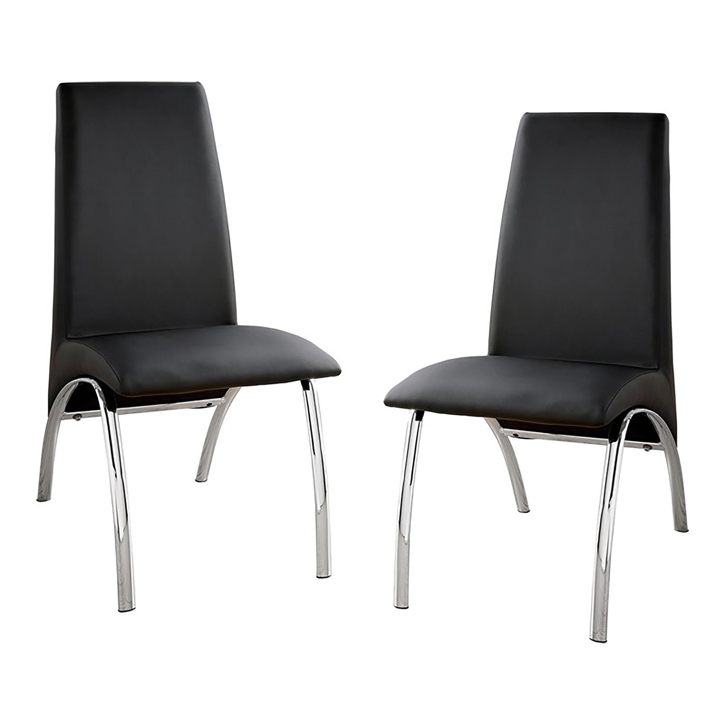 Furniture of America Duell Faux Leather Dining Chair in Black (Set of 2 ...