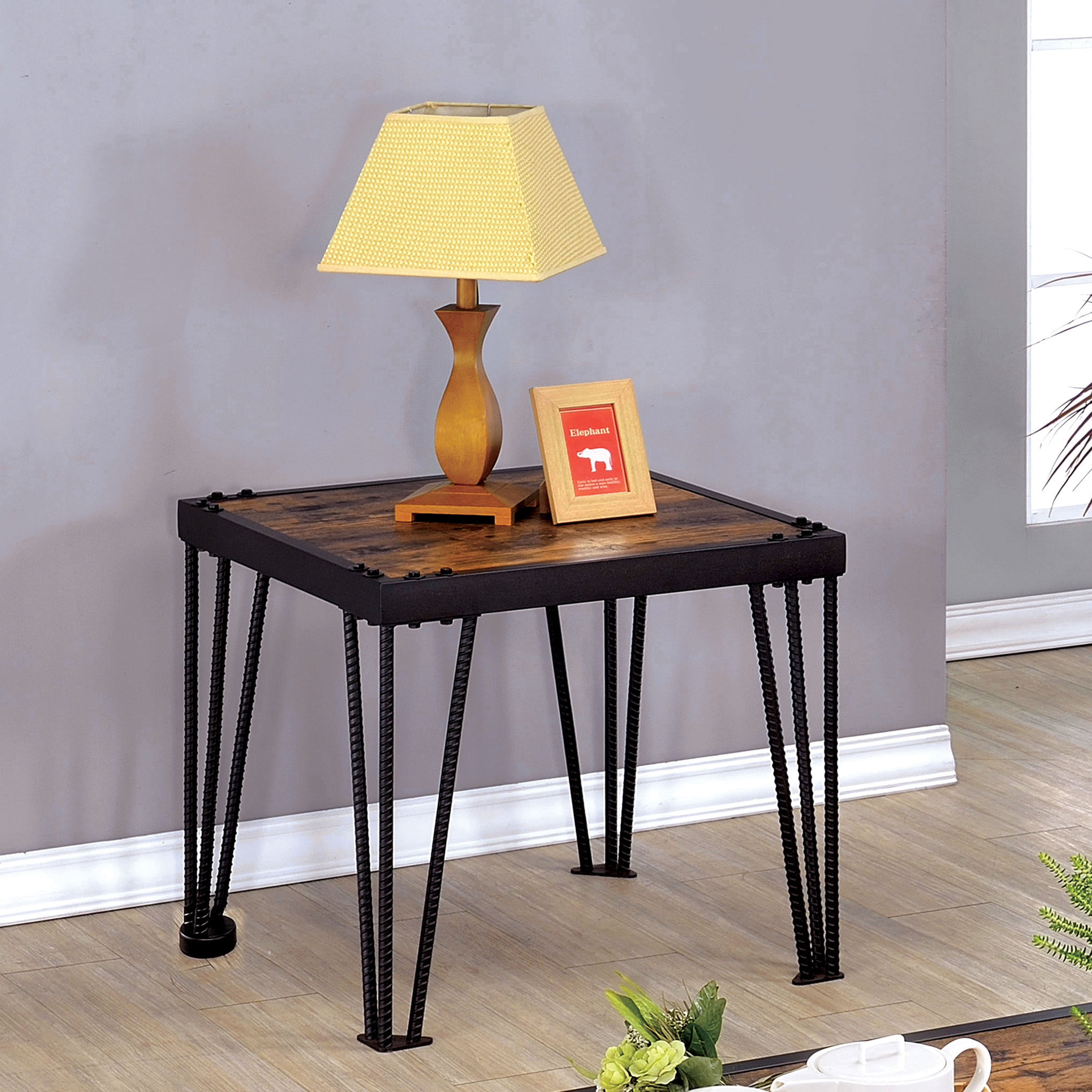 Furniture of America Duvall Metal Square End Table, Black - Walmart.com