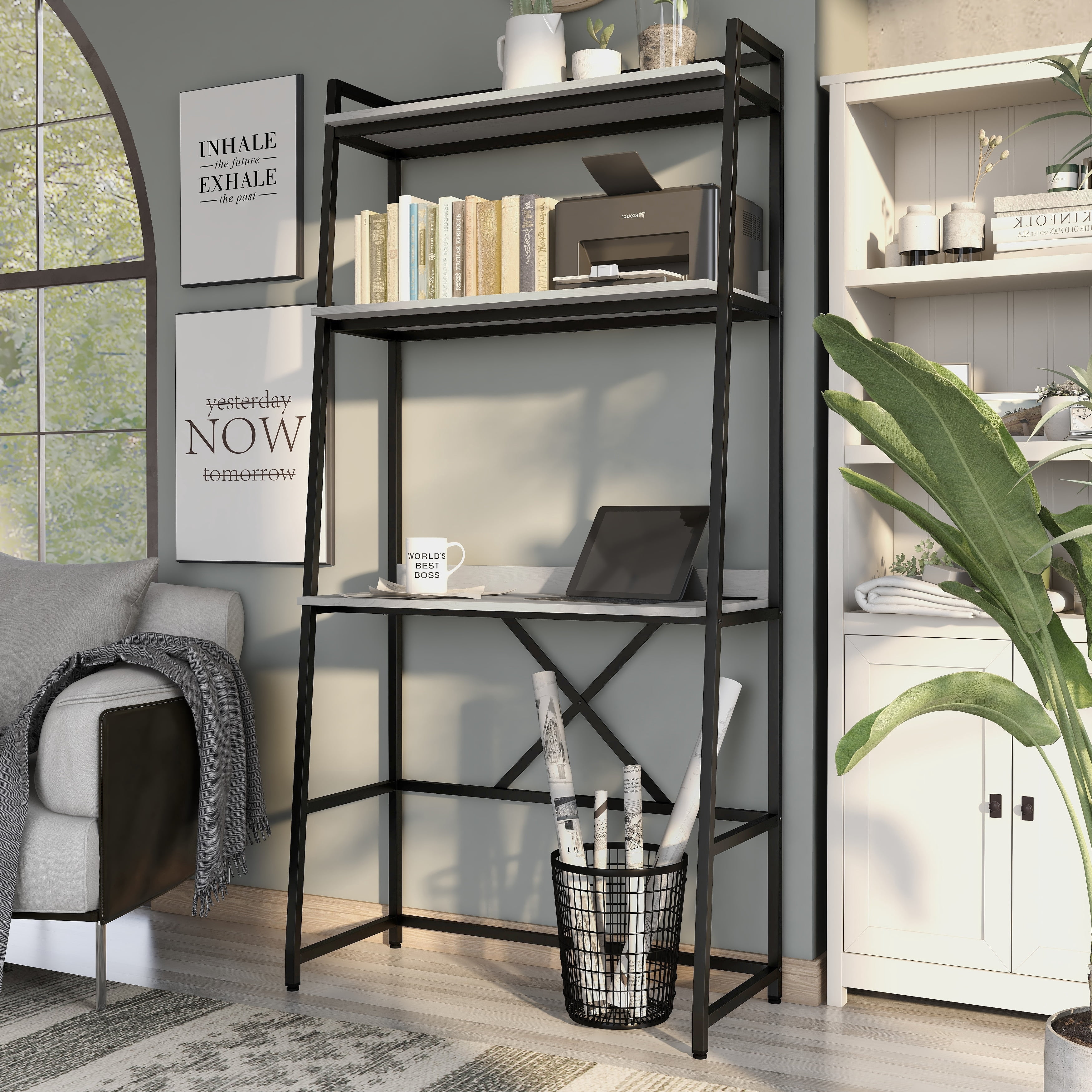 Furniture of America Easton Industrial 36-inch Steel Compact Computer ...
