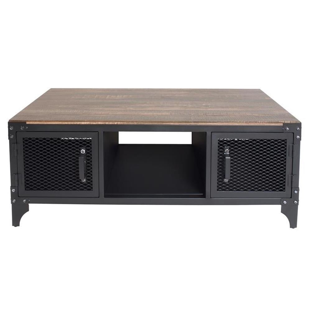 Furniture of America Edam Industrial Metal Storage Coffee Table in Sand ...