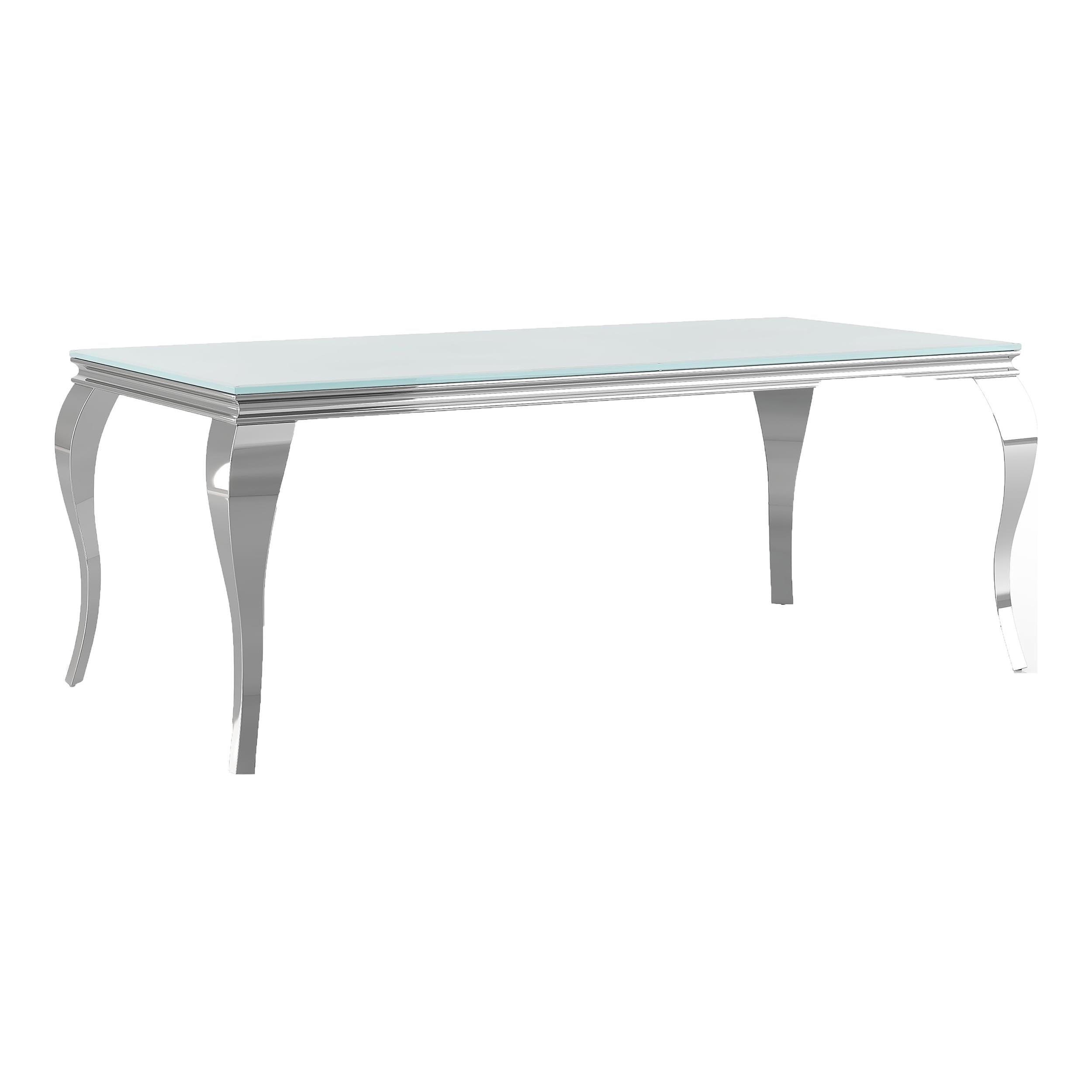 Furniture of America Edi Glam Rectangle Glass Top Dining Table in White ...