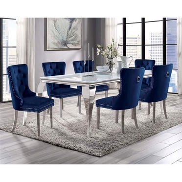 Furniture of America Verdell Metal 7-Piece Dining Table Set in White ...
