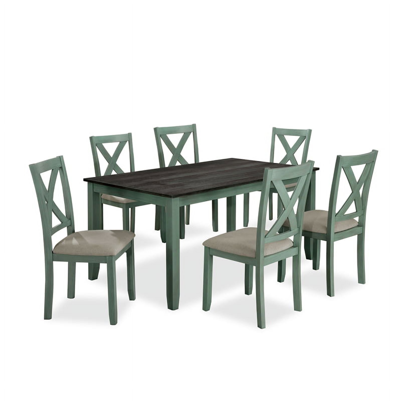 Furniture of America Elda Wood 7-Piece Dining Table Set in Distressed ...