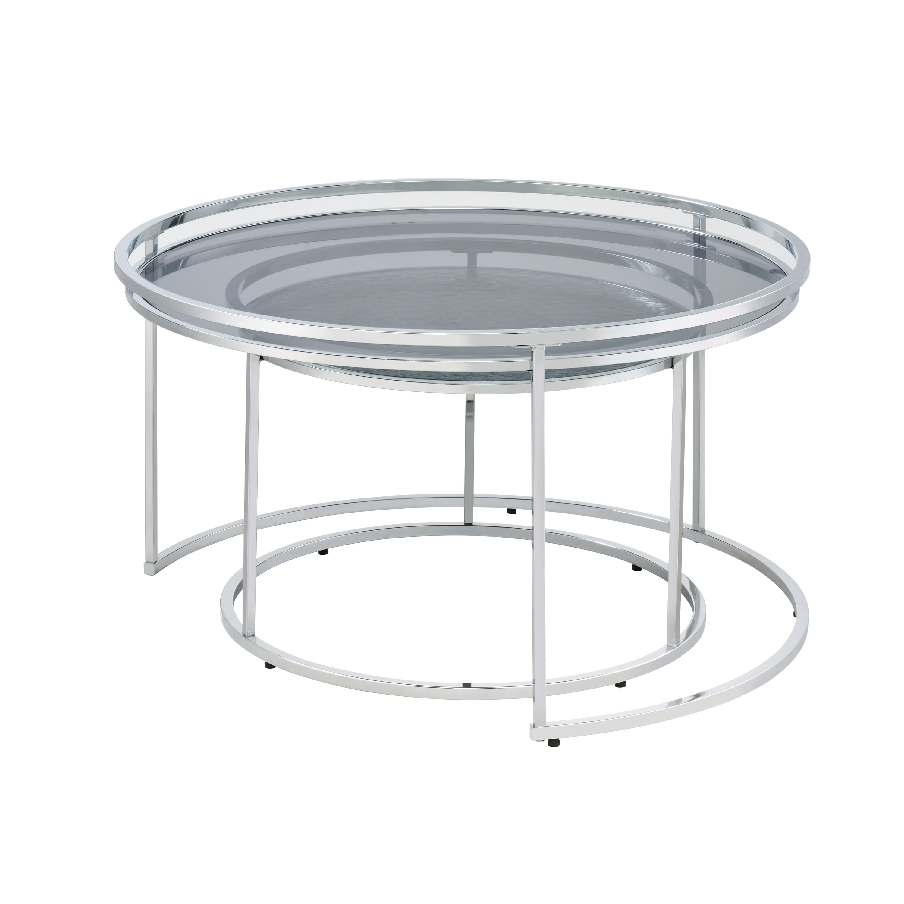 Furniture of America Elema Glam Chrome Glass Top 2-Piece Nesting Tables Set by Grey - Walmart.com